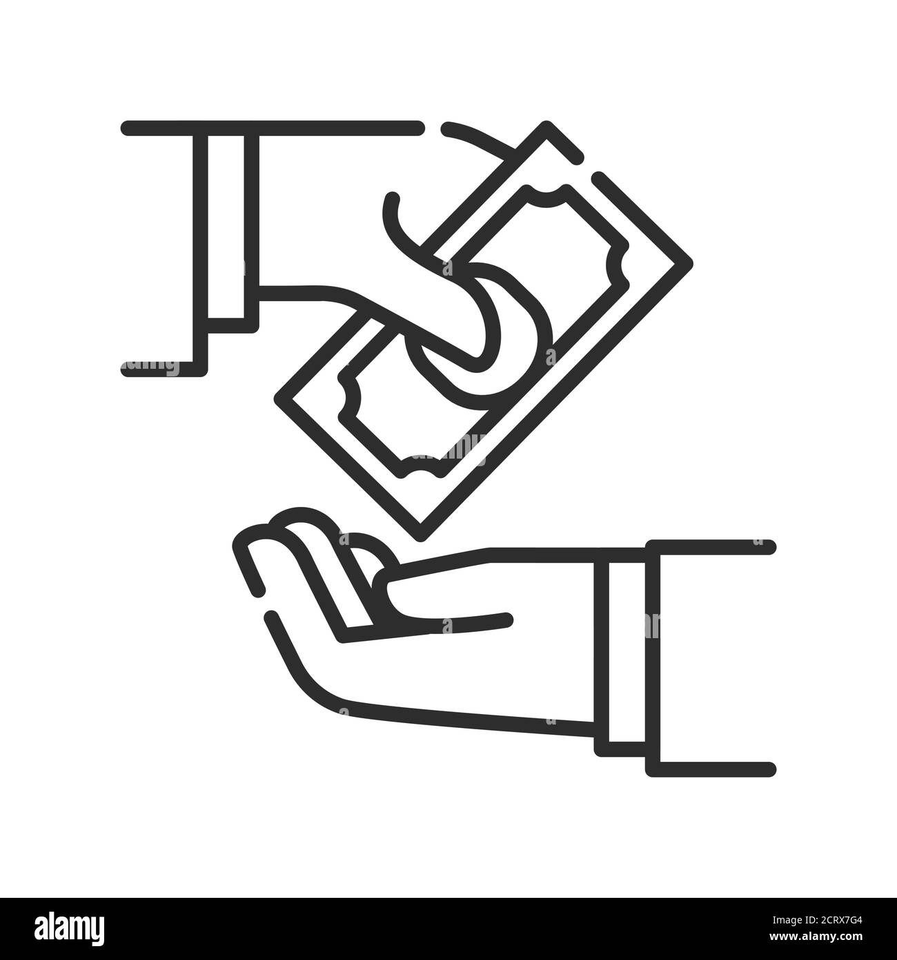 Receiving or loan money black line icon. Hand holds money. Pictogram ...