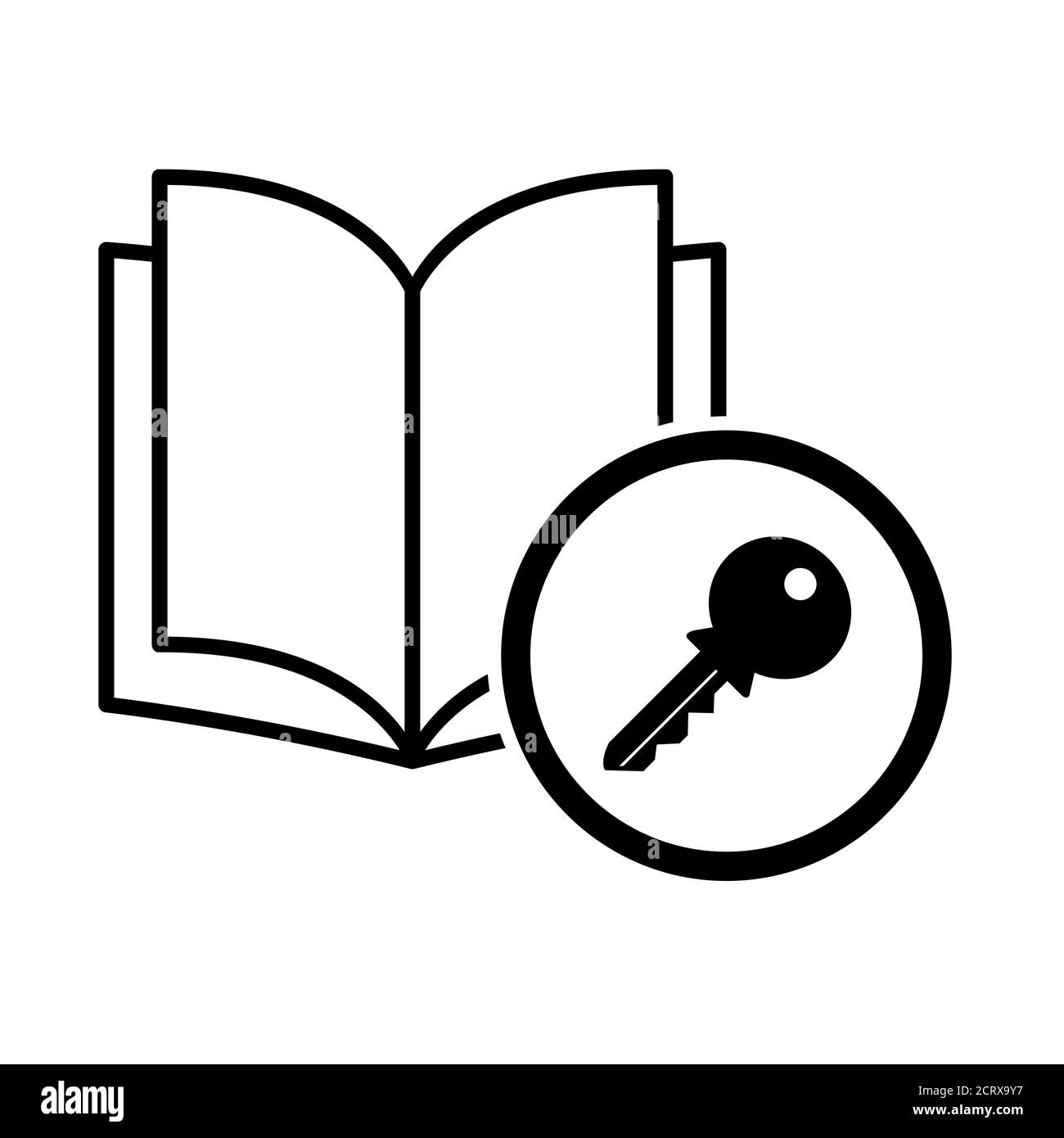 Book icon, key open education textbook, library vector illustration ...