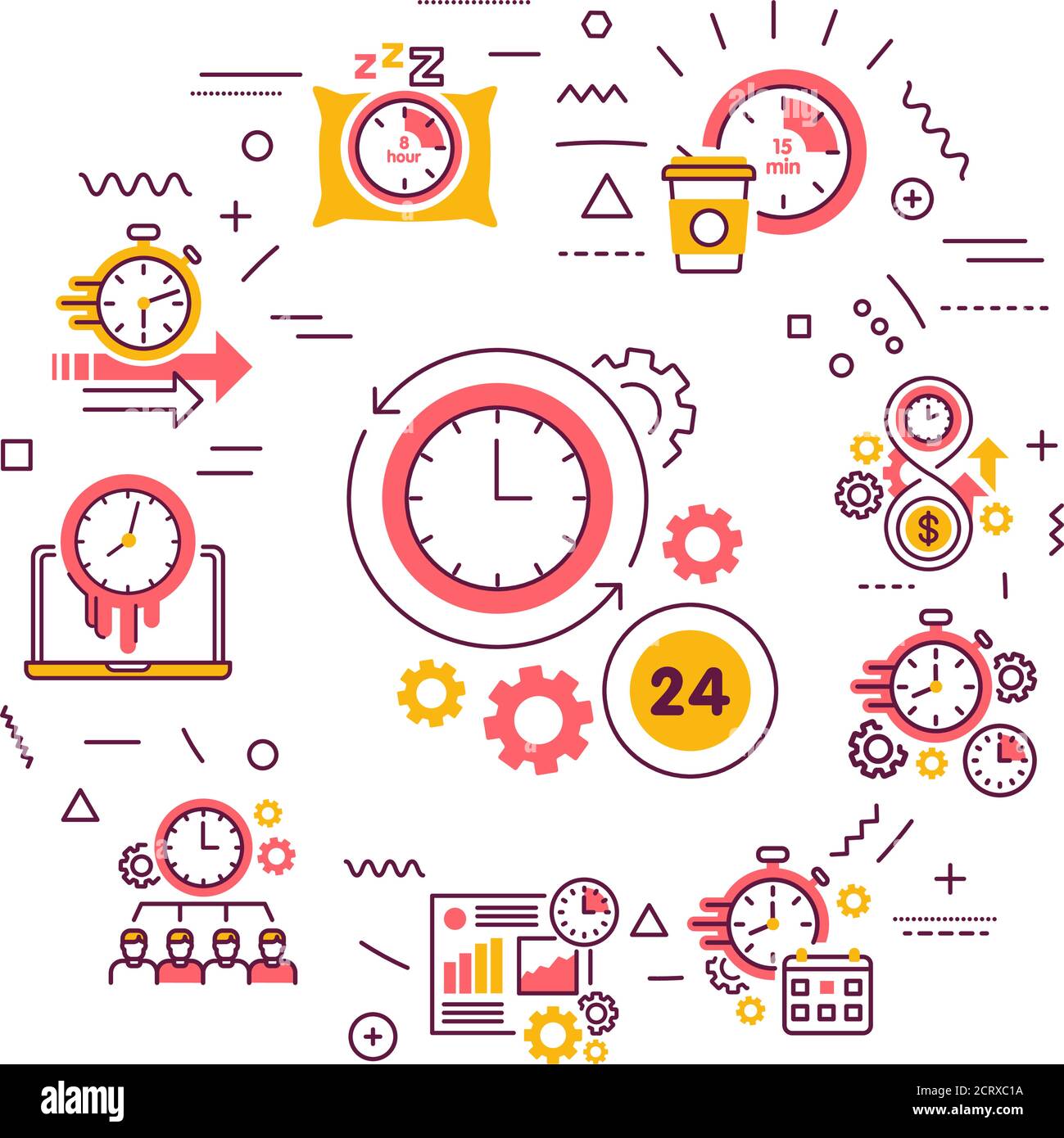Time management web banner. Planning and control of working and ...