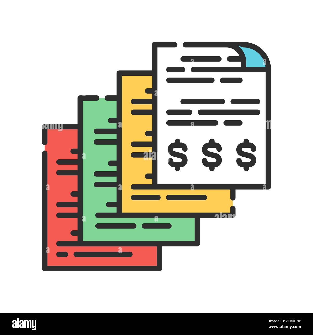 Report and financial statements color line icon. Bookkeeping and ...