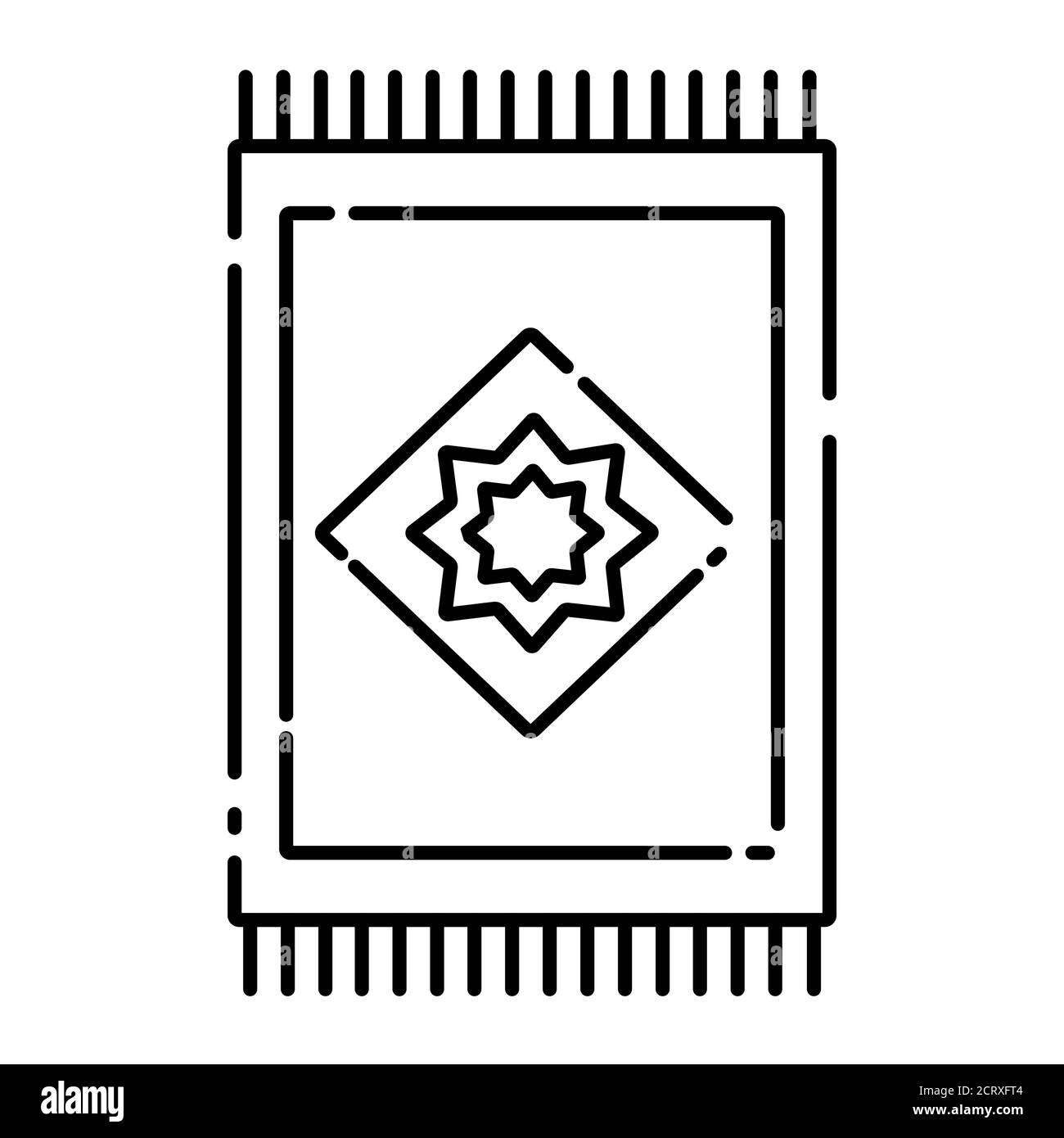 Prayer mat black line icon. Islamic Rug. Muslim Carpet. Arabic Pattern ...