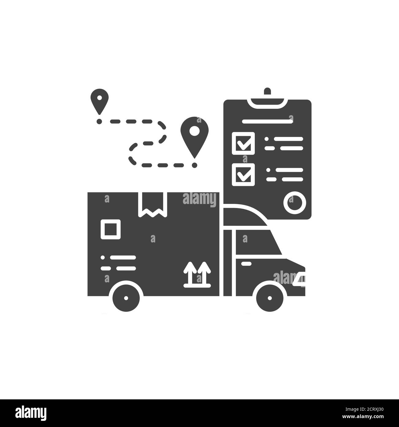 Delivery black glyph icon. Freight transport and checklist sign ...