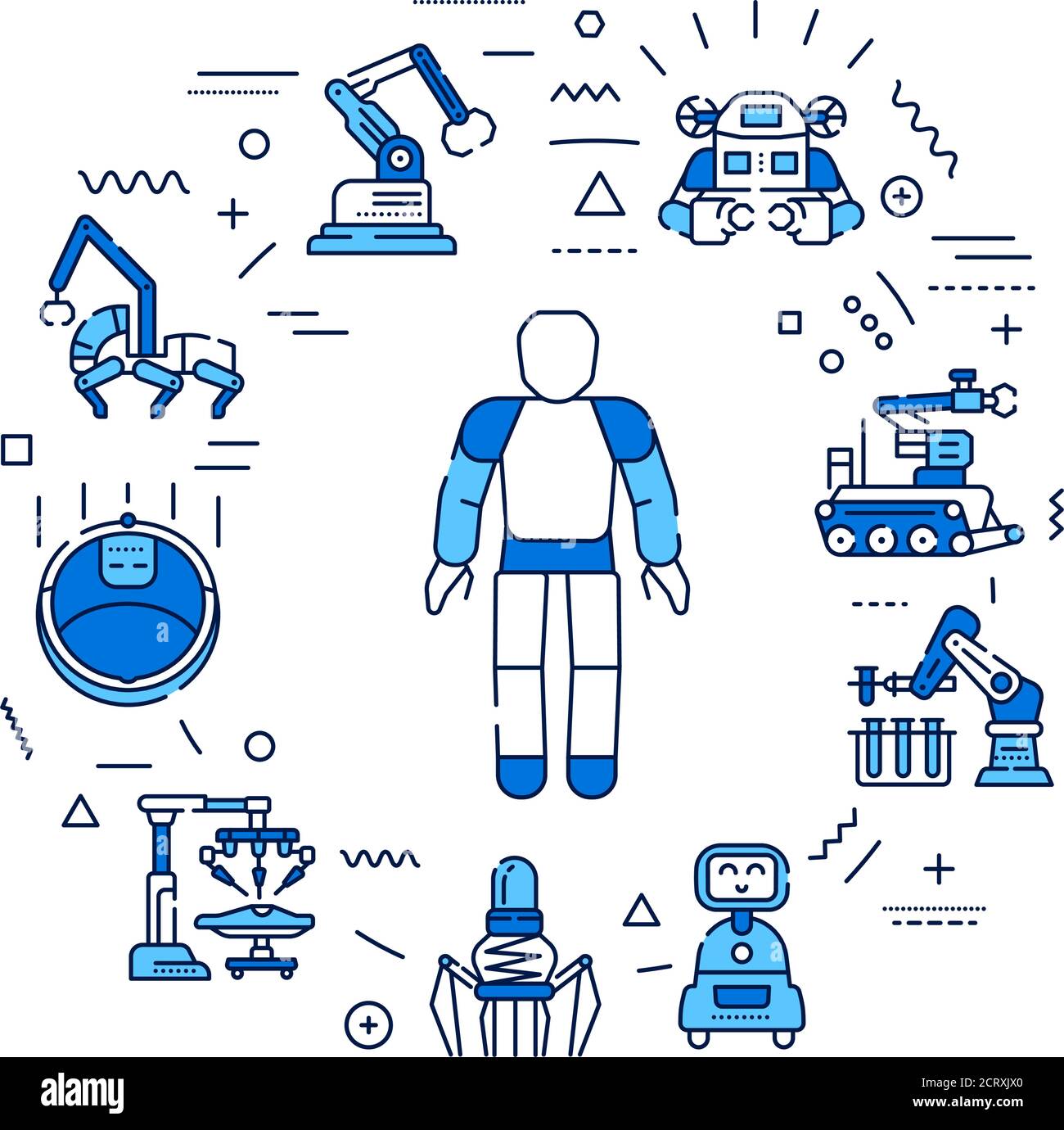 Robotics web banner. Innovation in technology. Assistants for people in ...