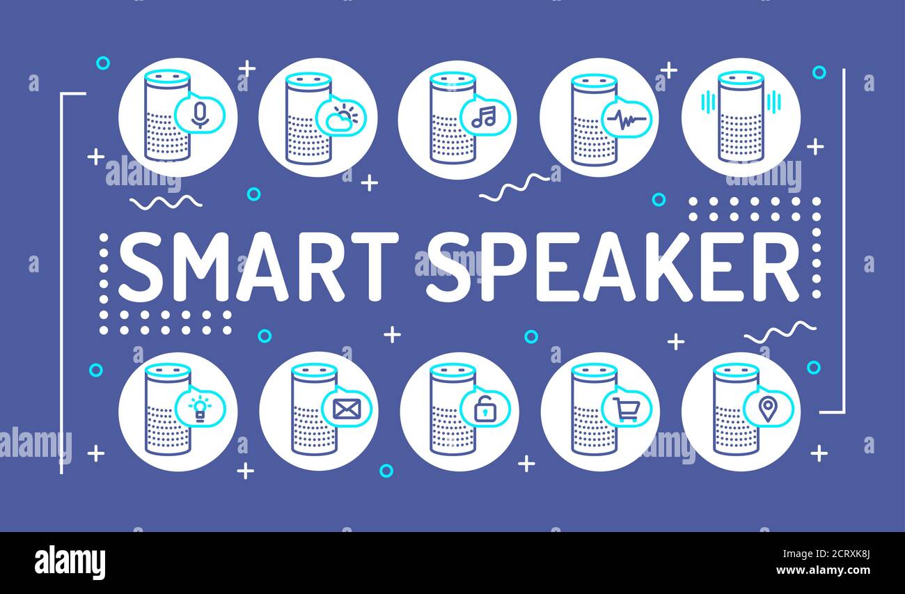 Smart speaker word lettering typography. Personal voice assistant, talk ...