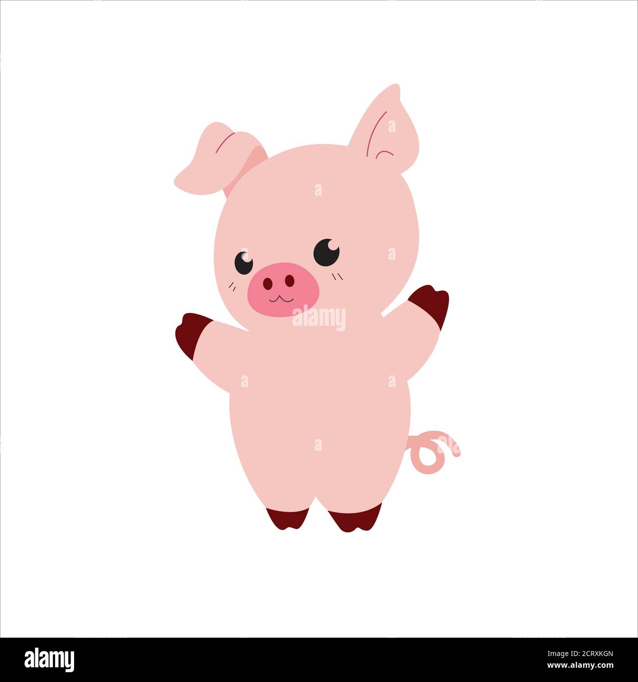 Cute vector pig on an isolated white background. A kawaii style cartoon ...