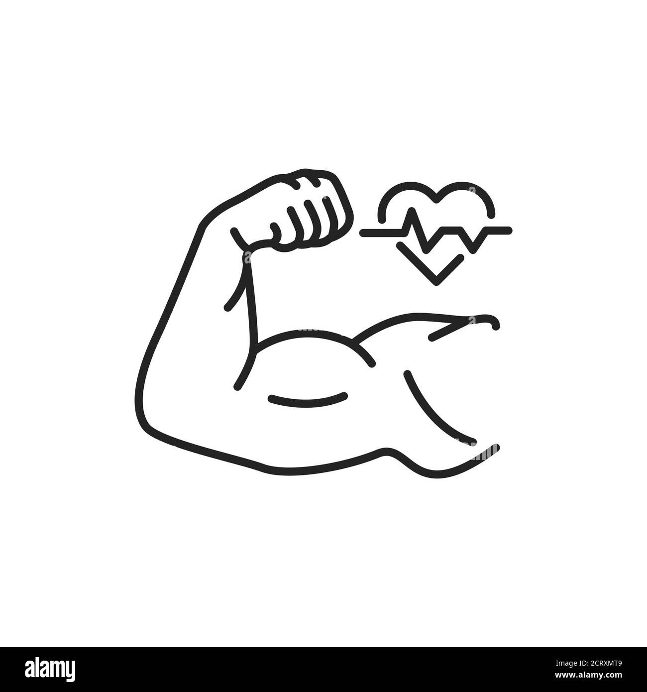 Strong muscular mens hand line black icon. Health care lifestyle. Sign ...