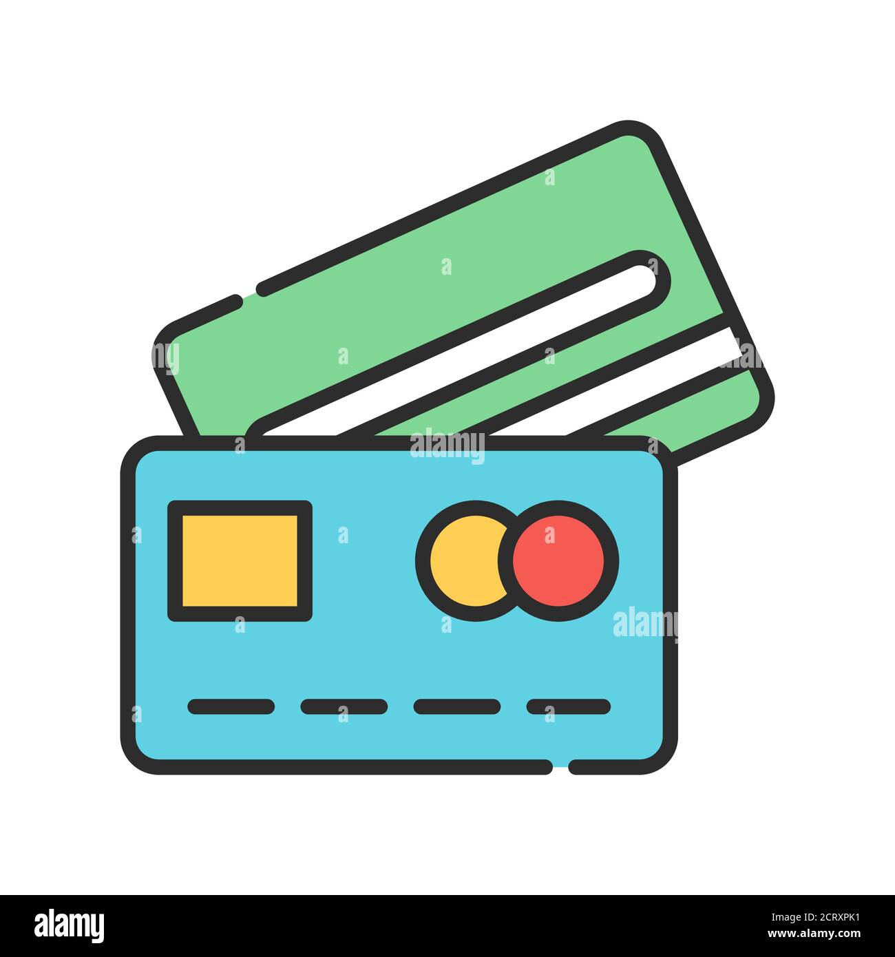 Bank payment cards color line icon. Cash bank account. Pictogram for web page, mobile app, promo ...