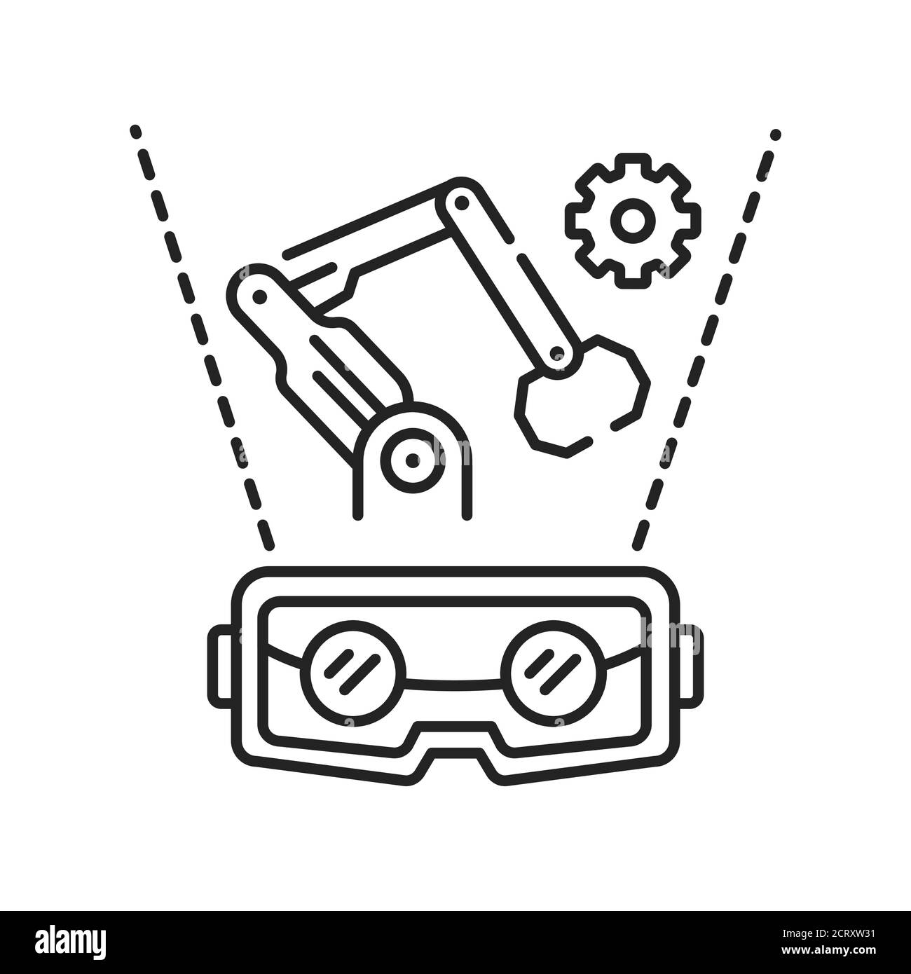 VR manufacturing black line icon. Cyber technology. Pictogram for web ...