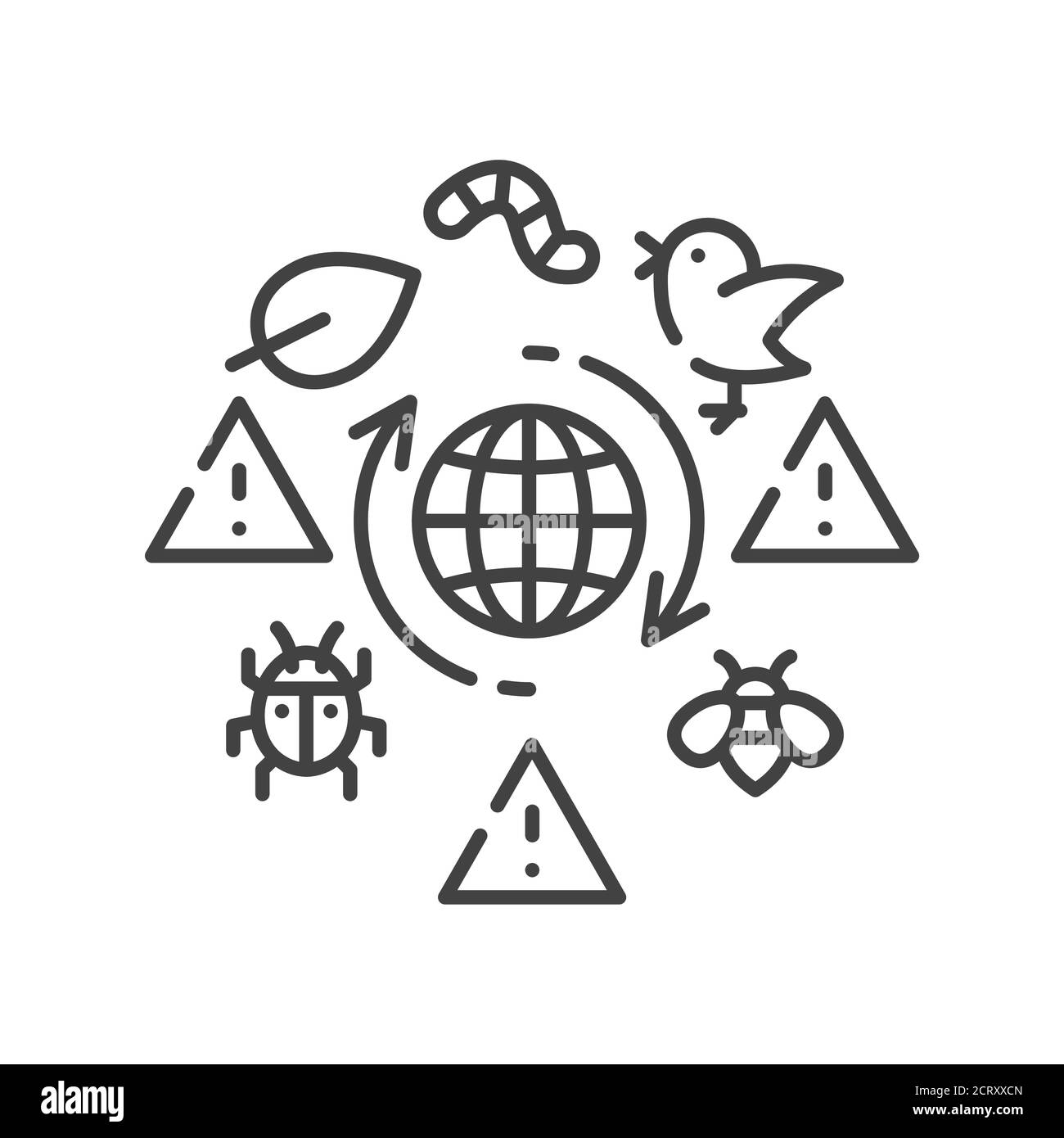 Biodiversity loss black line icon. Extinction animal species ...