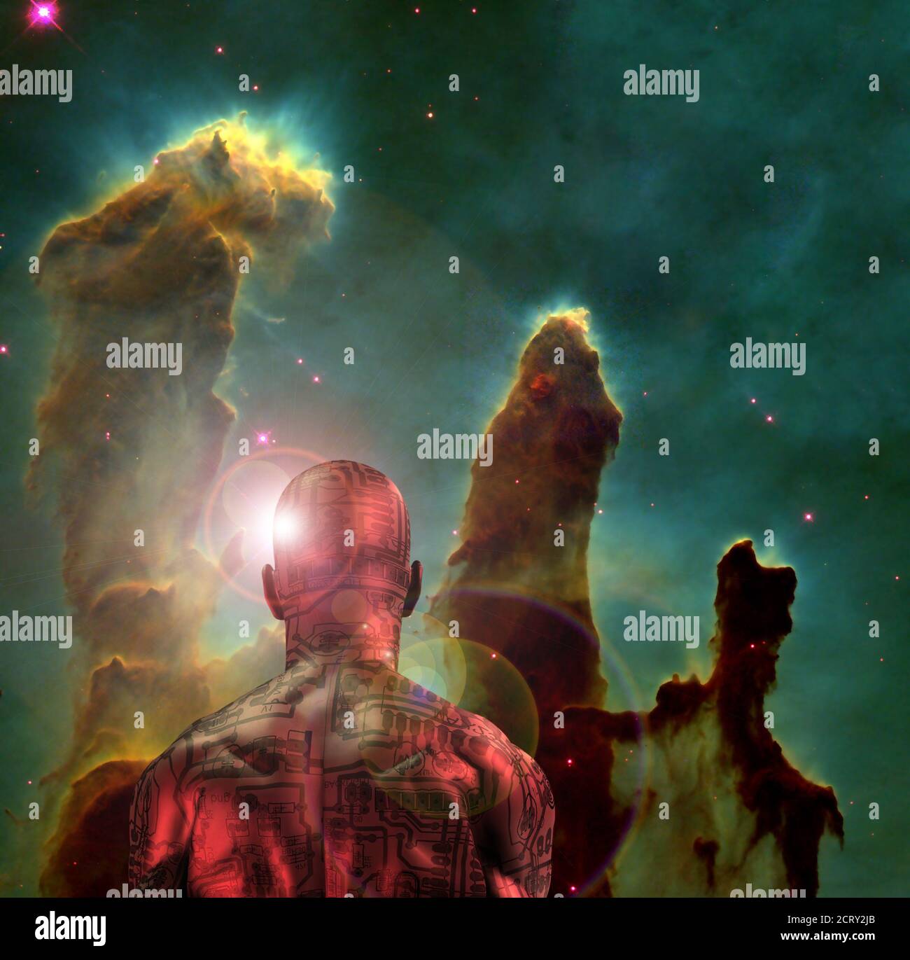 Cyborg in space Stock Photo - Alamy