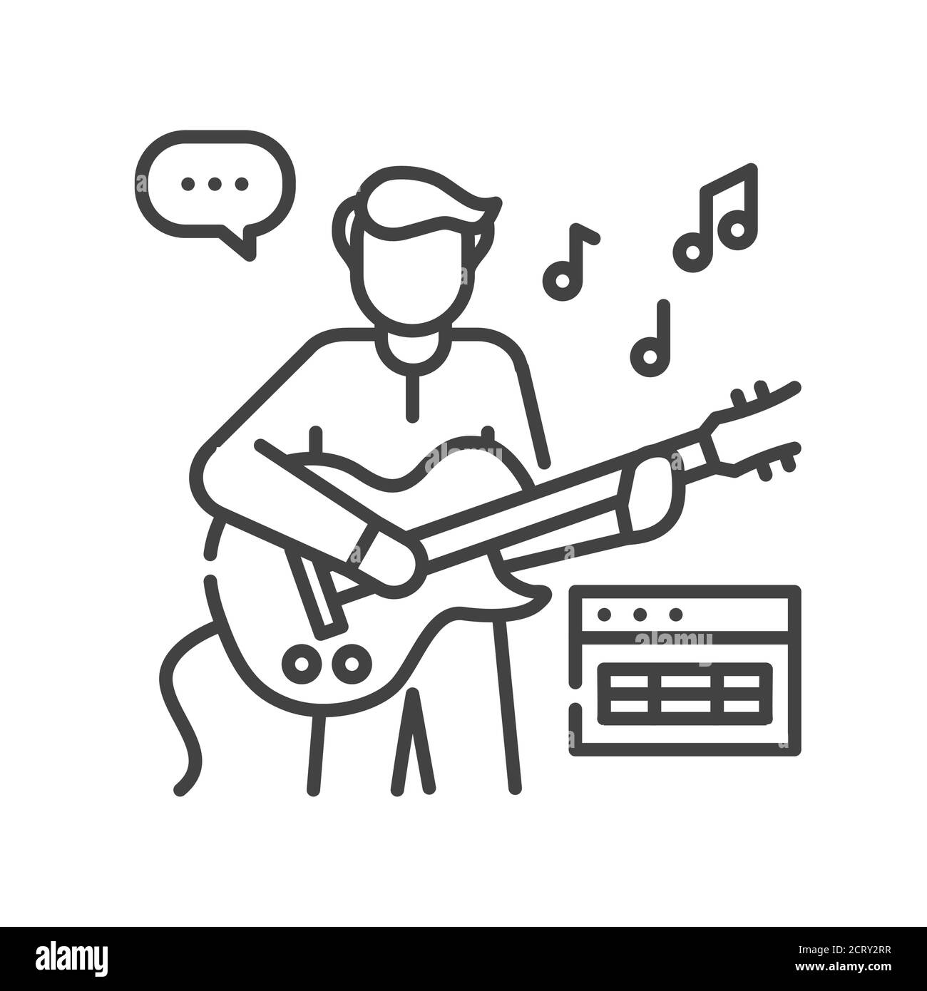 Man plays and sings on guitar black line icon. To have fun. Home ...