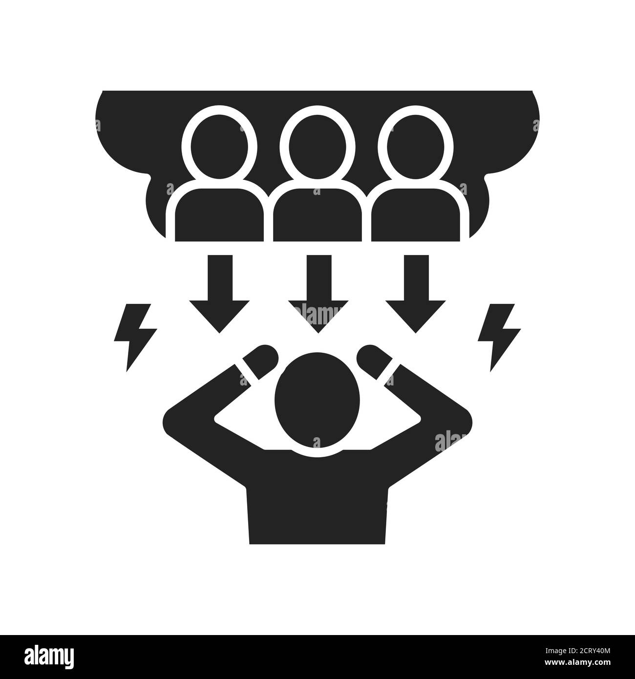 Social bullying black glyph icon. Harassment, social abuse and violence ...