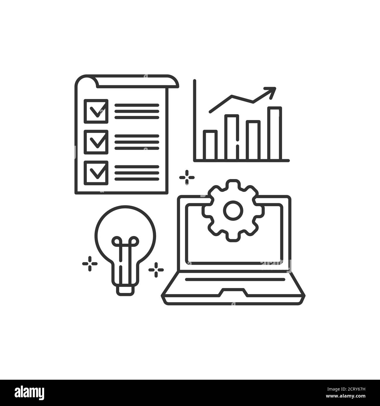 Business project black line icon. Development process. Innovation ...
