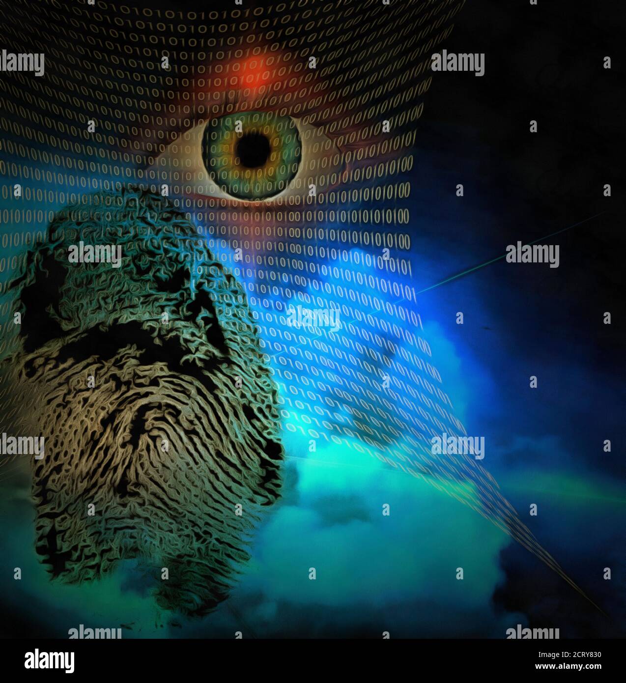 Fingerprint technology futuristic coding digital hi-res stock ...