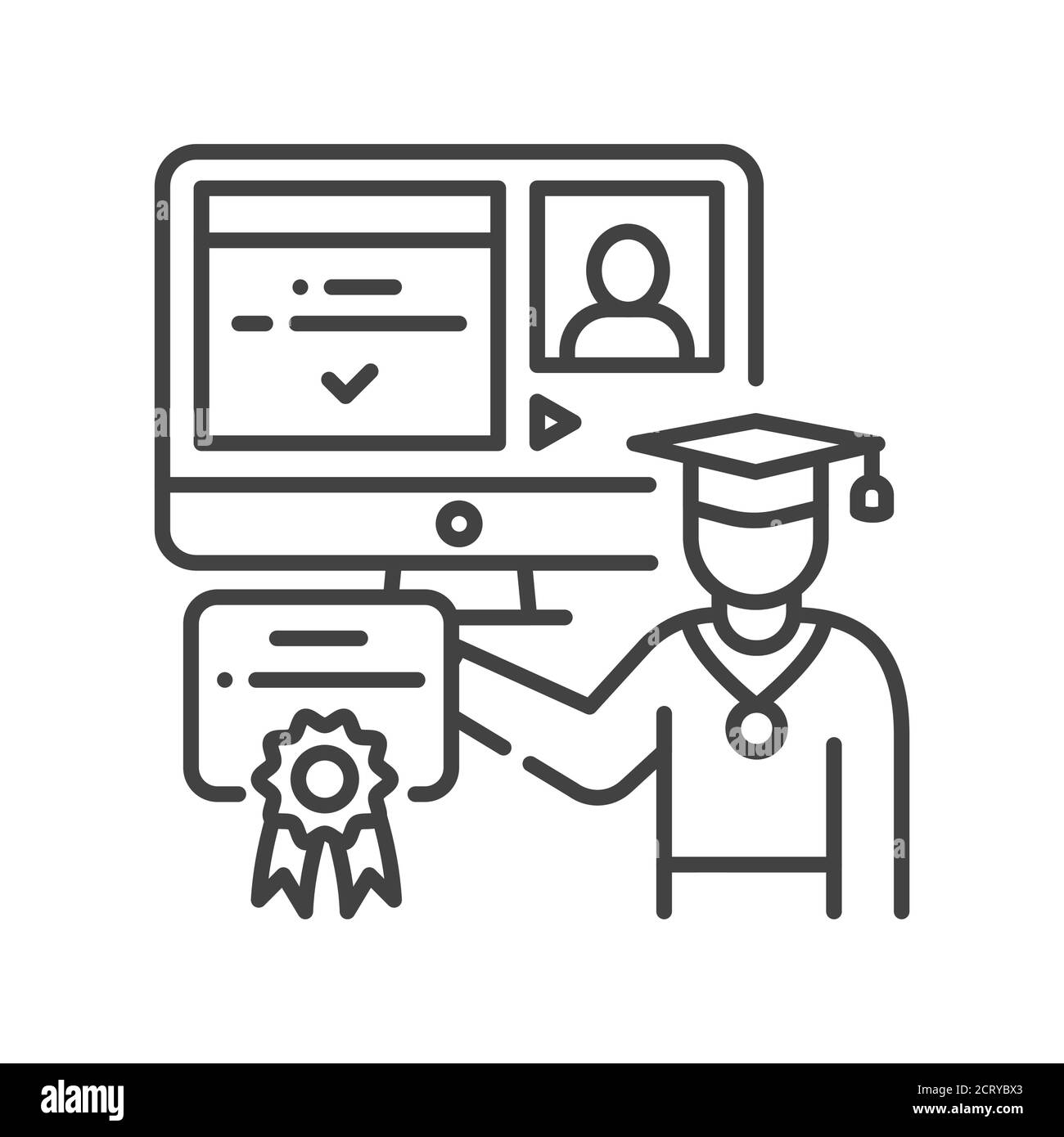 E-learning black line icon. Online education website concept. Study ...