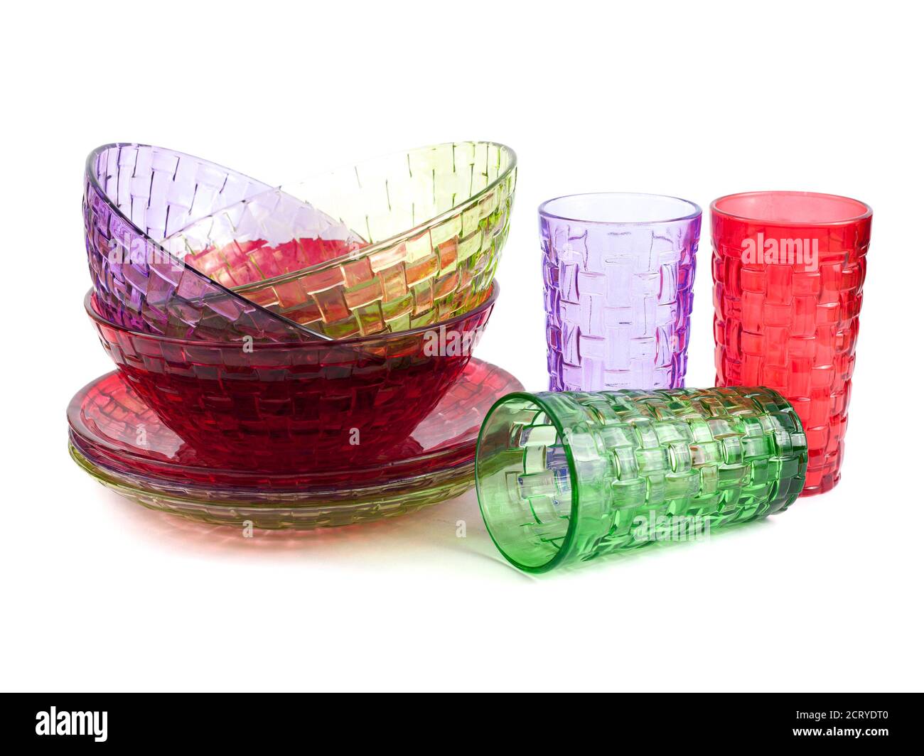 Set for the kitchen on a white background glassware retro old crystal ...