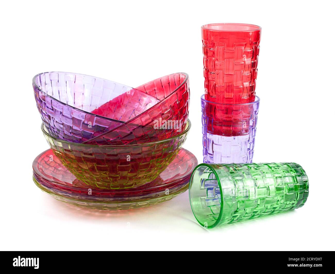 Set for the kitchen on a white background glassware retro old crystal ...