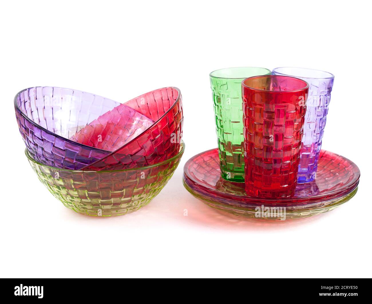 Set for the kitchen on a white background glassware retro old crystal ...