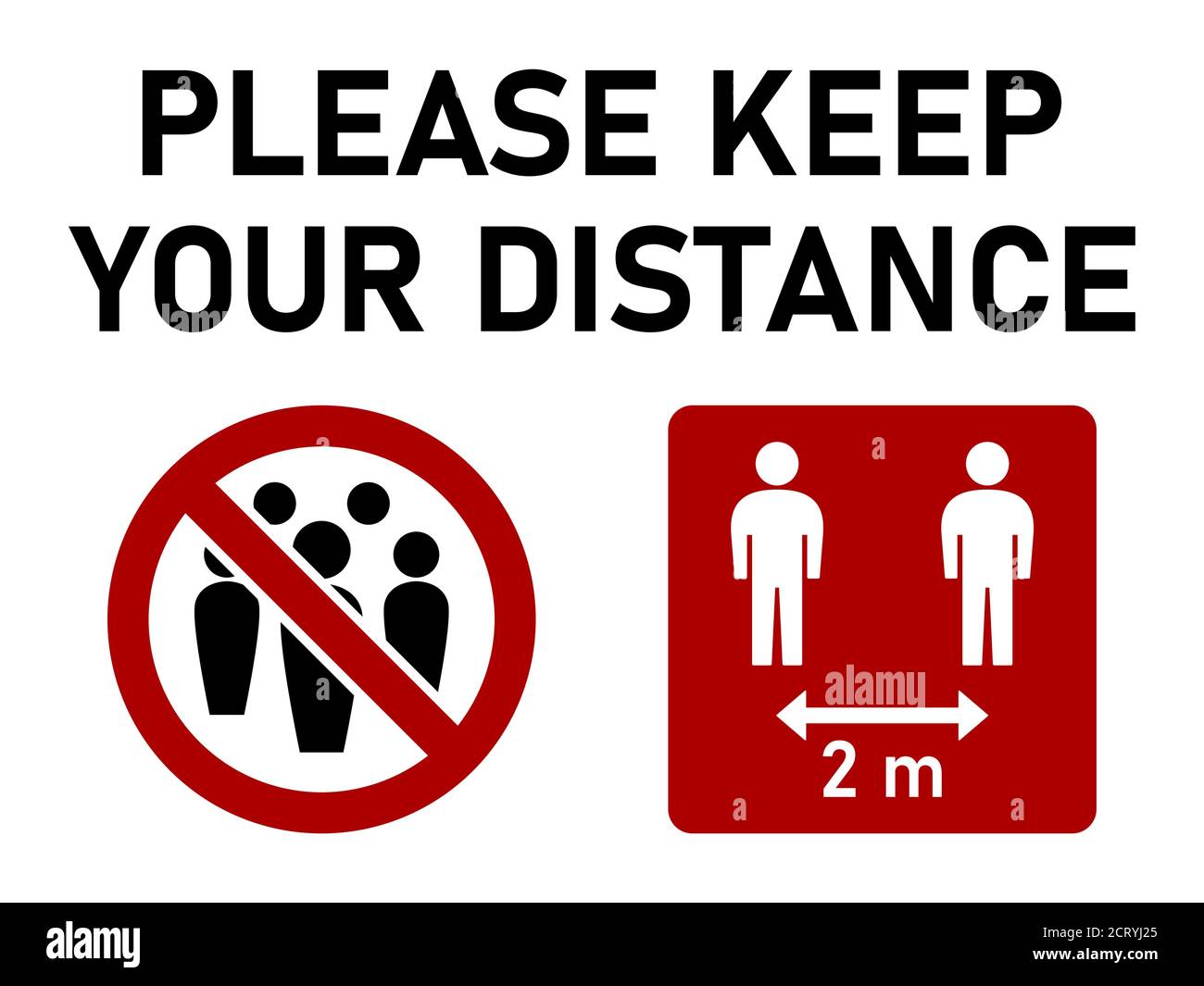 Please Keep Your Distance 2 m or 2 Metres Social Distancing Instruction ...