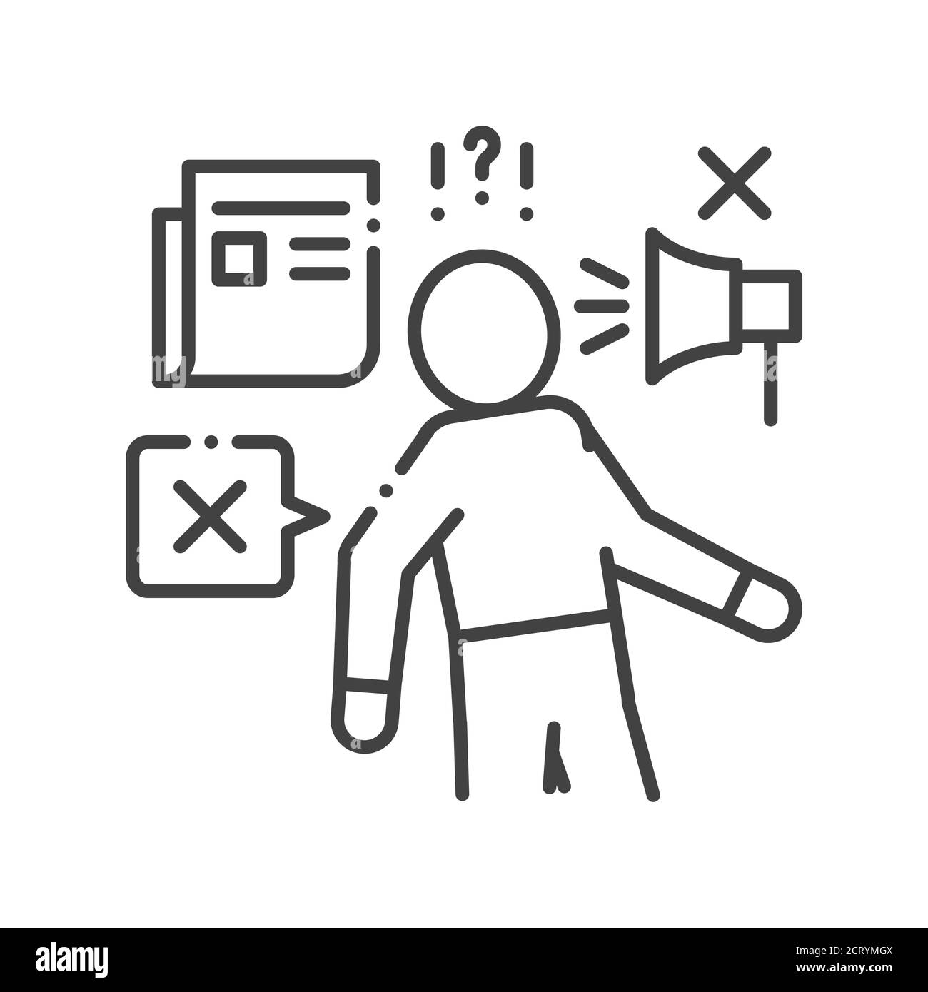 Discredit black line icon. Humiliation, insulting a person concept ...