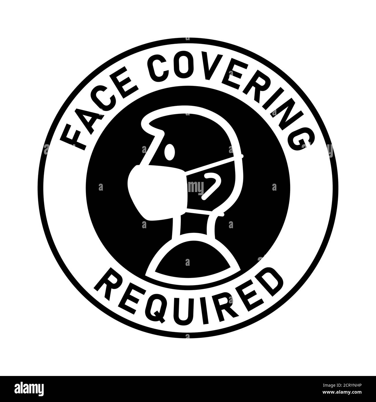 Face Covering Required or No Face Mask No Entry Round Badge Sticker ...