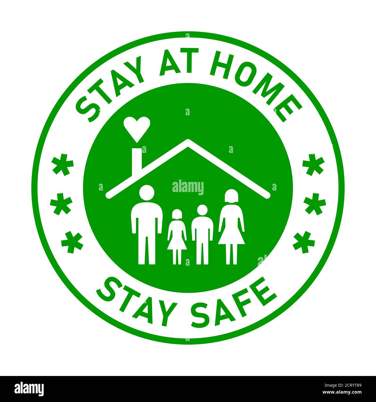 Stay at Home Stay Safe Round Adhesive Sticker or Badge Icon with Text ...