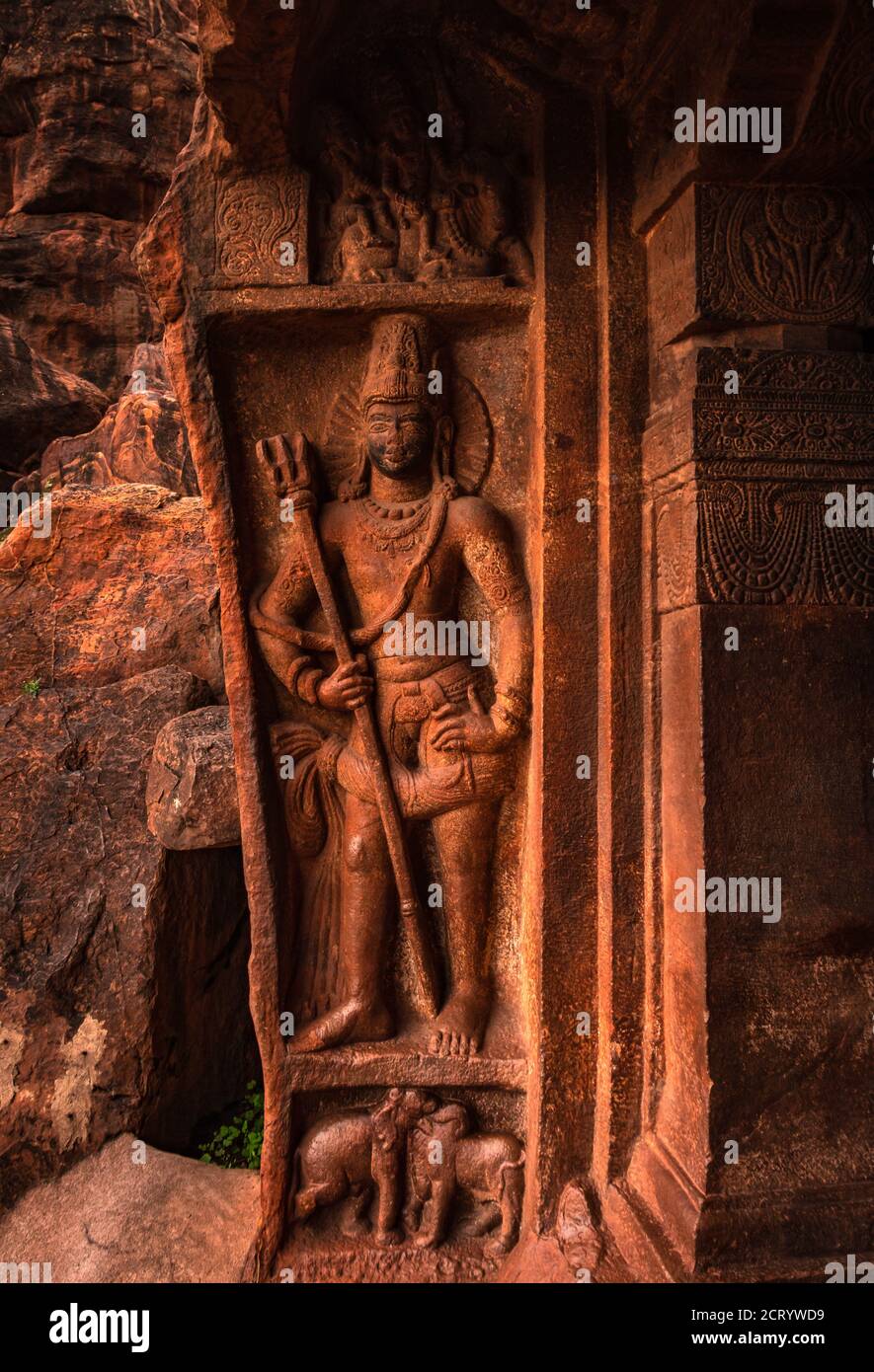 badami cave sculptures of hindu gods carved on walls ancient stone art ...