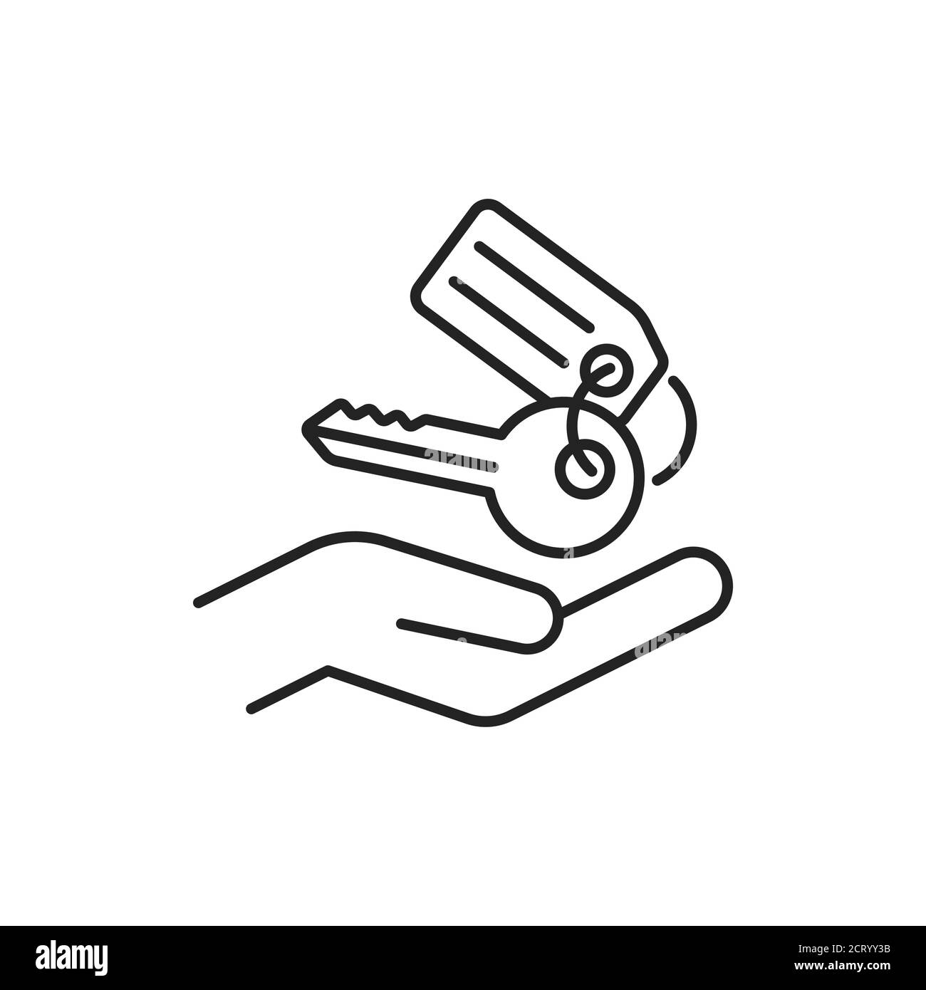 Hand holding keys black line icon. Rental service. Pictogram for web ...