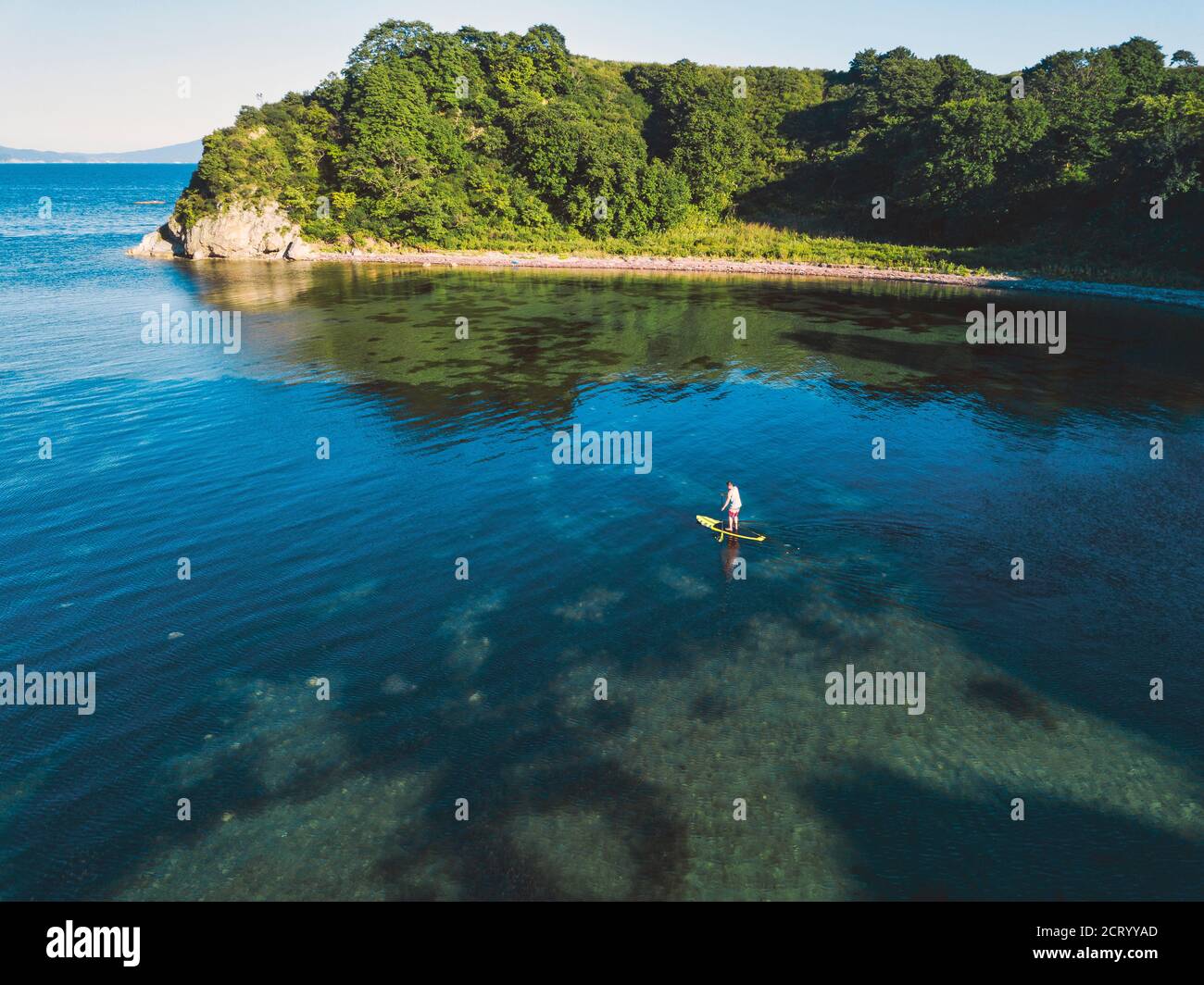 Aerial view of SUP surfer, Primorsky region, Russia Stock Photo - Alamy