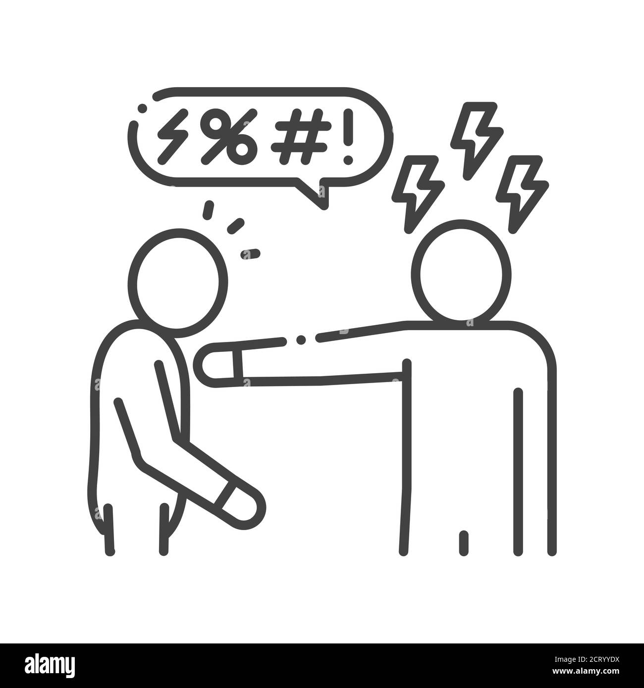 Insult black line icon. Verbal bullying. Harassment, social abuse and ...