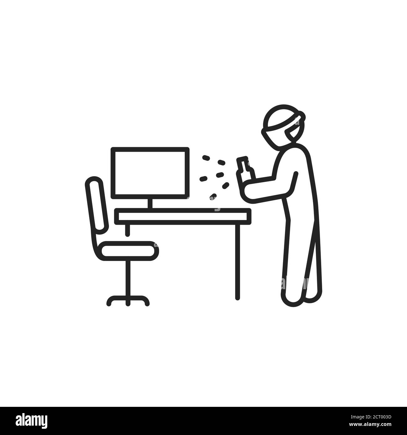 Office disinfection black line icon. Cleaning service. Pictogram for ...