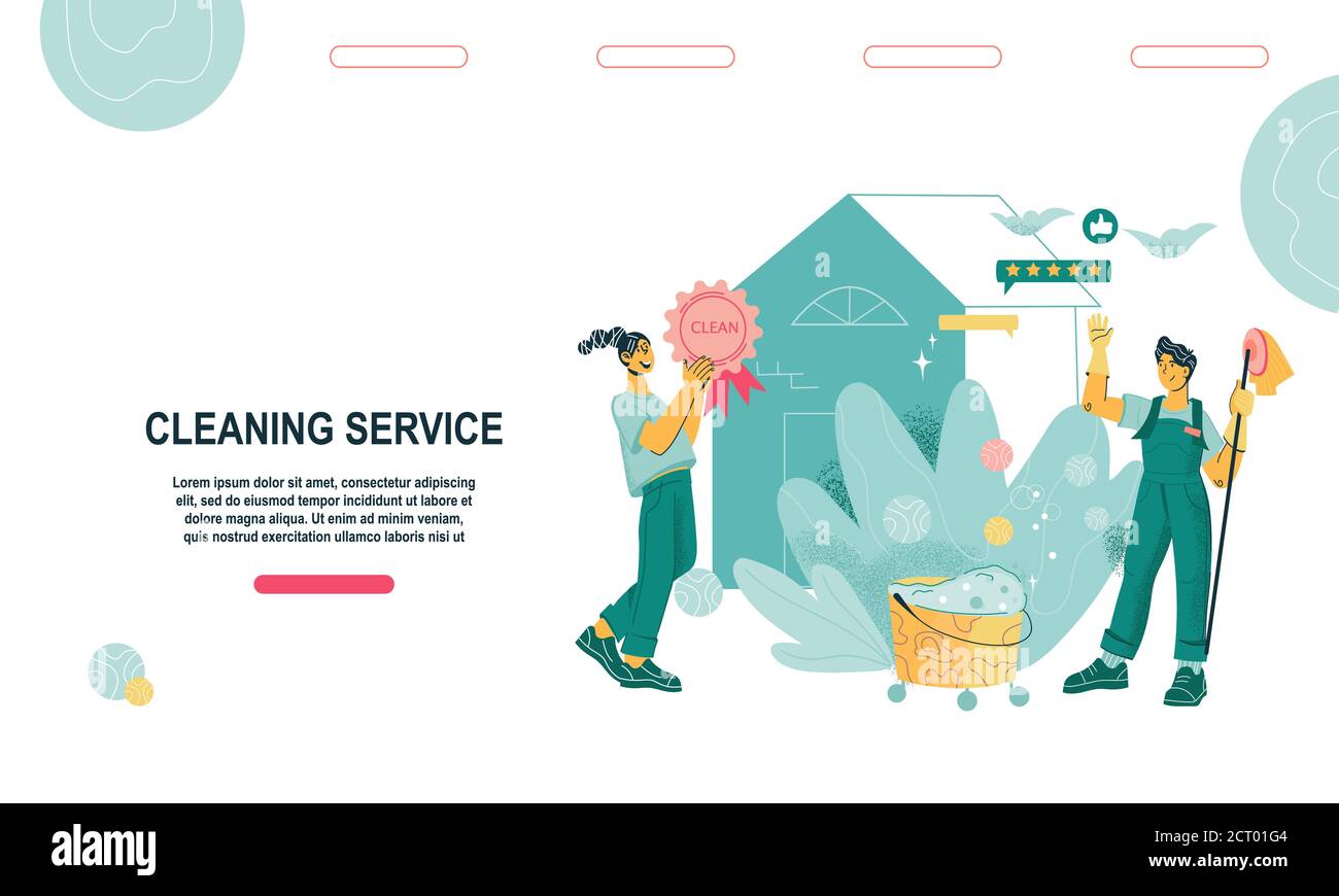 Cleaning service website template for housekeeping services vector ...