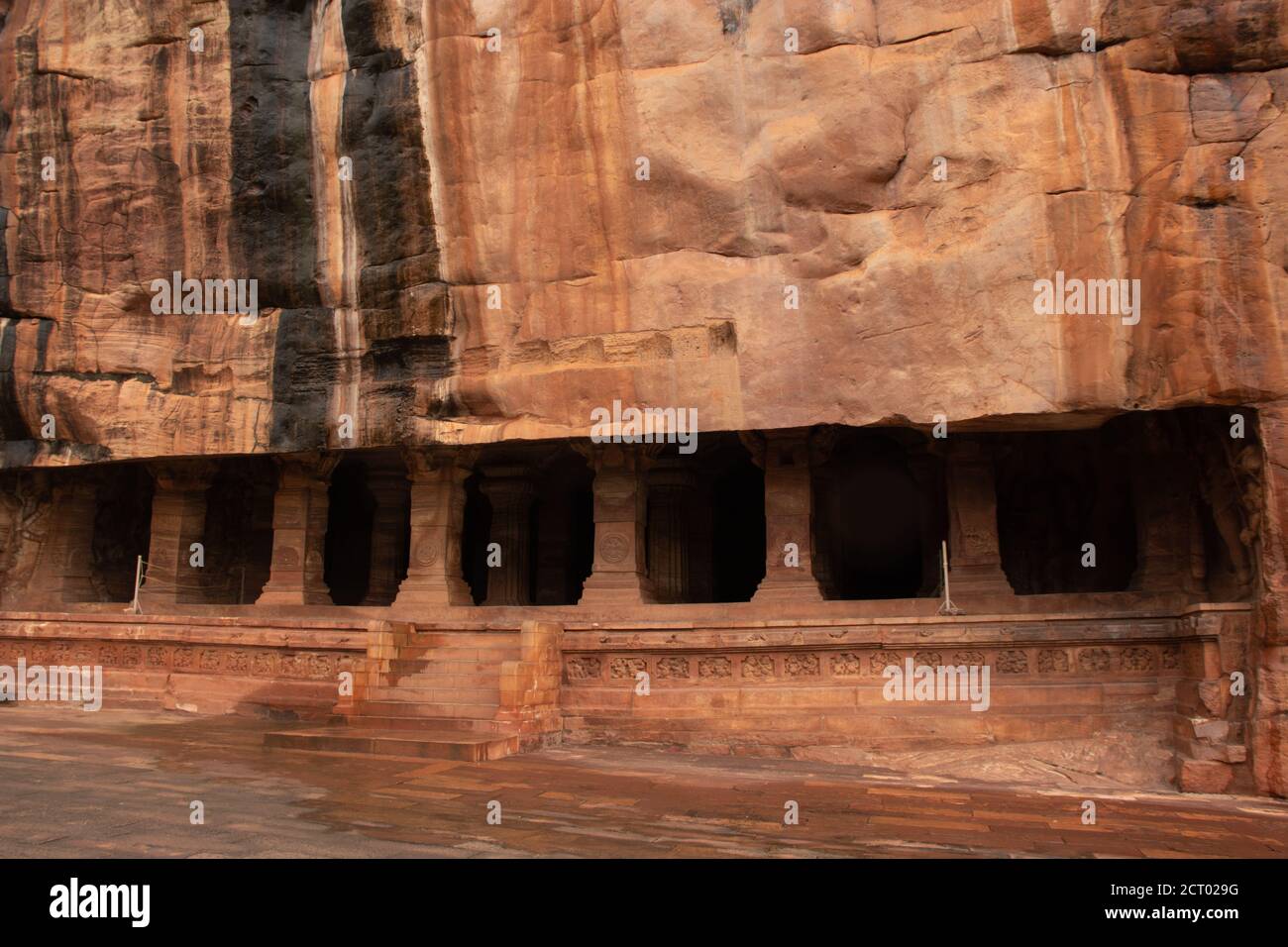 badami cave no three chalukya dynasty ancient stone art from flat angle ...