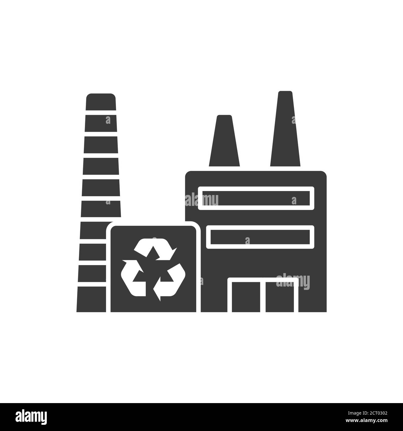 Garbage processing plant glyph black icon. Green manufacturing and ...