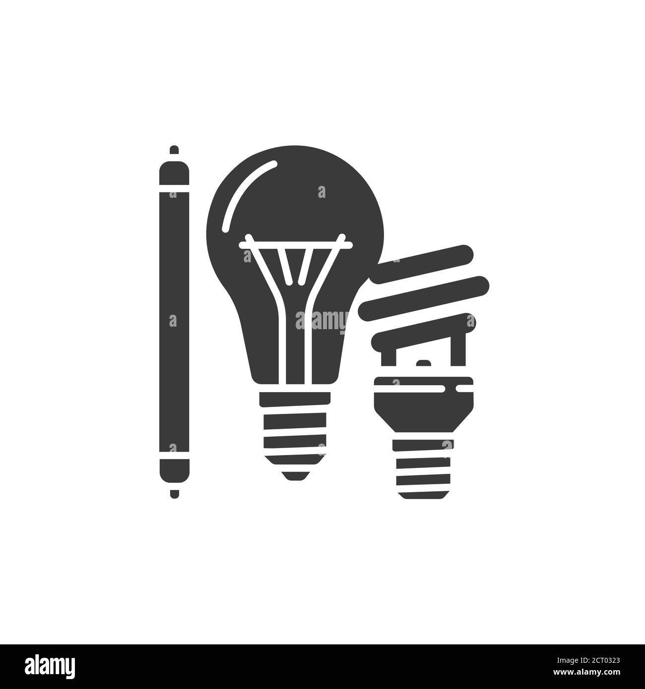Light bulbs recyclable black glyph icon. Varieties of lamps. Waste ...