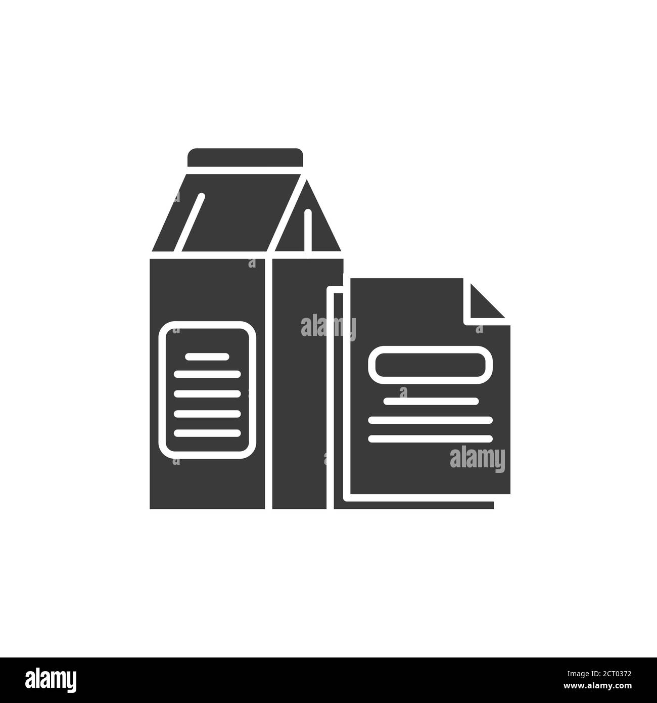 Paper recyclable black glyph icon. Cardboard packaging and sheets of ... Paper recyclable black glyph icon. Cardboard packaging and sheets of ...
