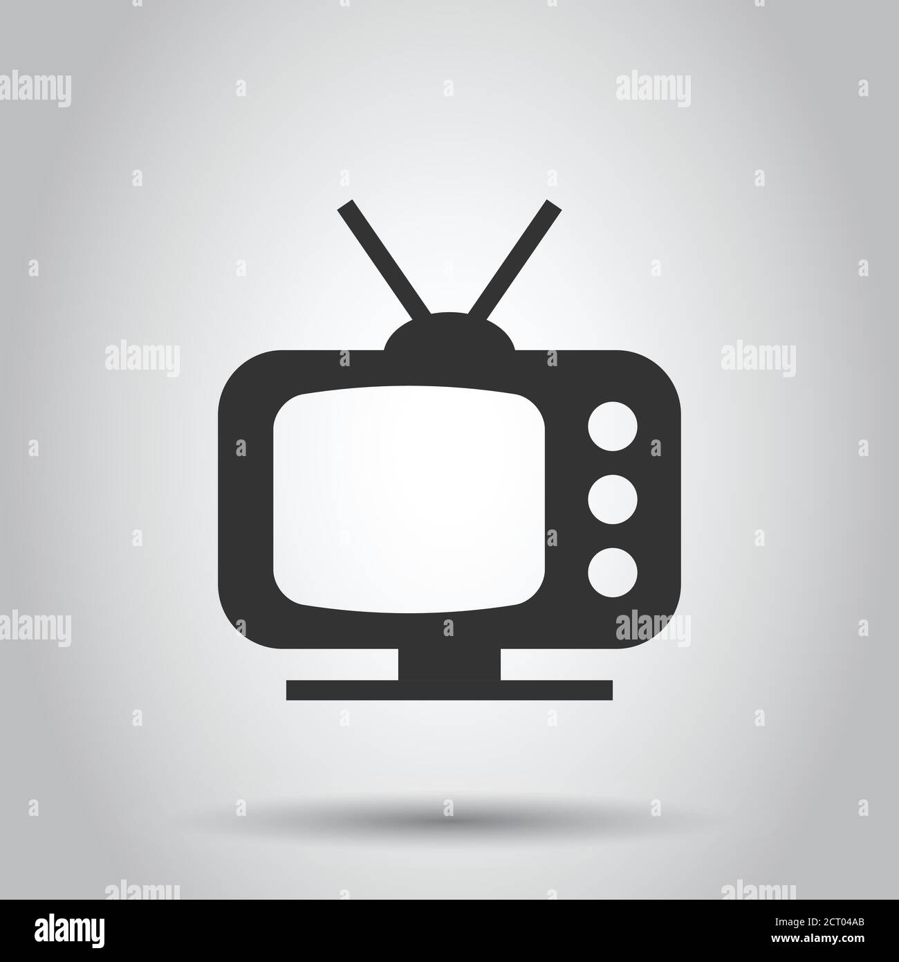 Tv icon in flat style. Television sign vector illustration on white ...