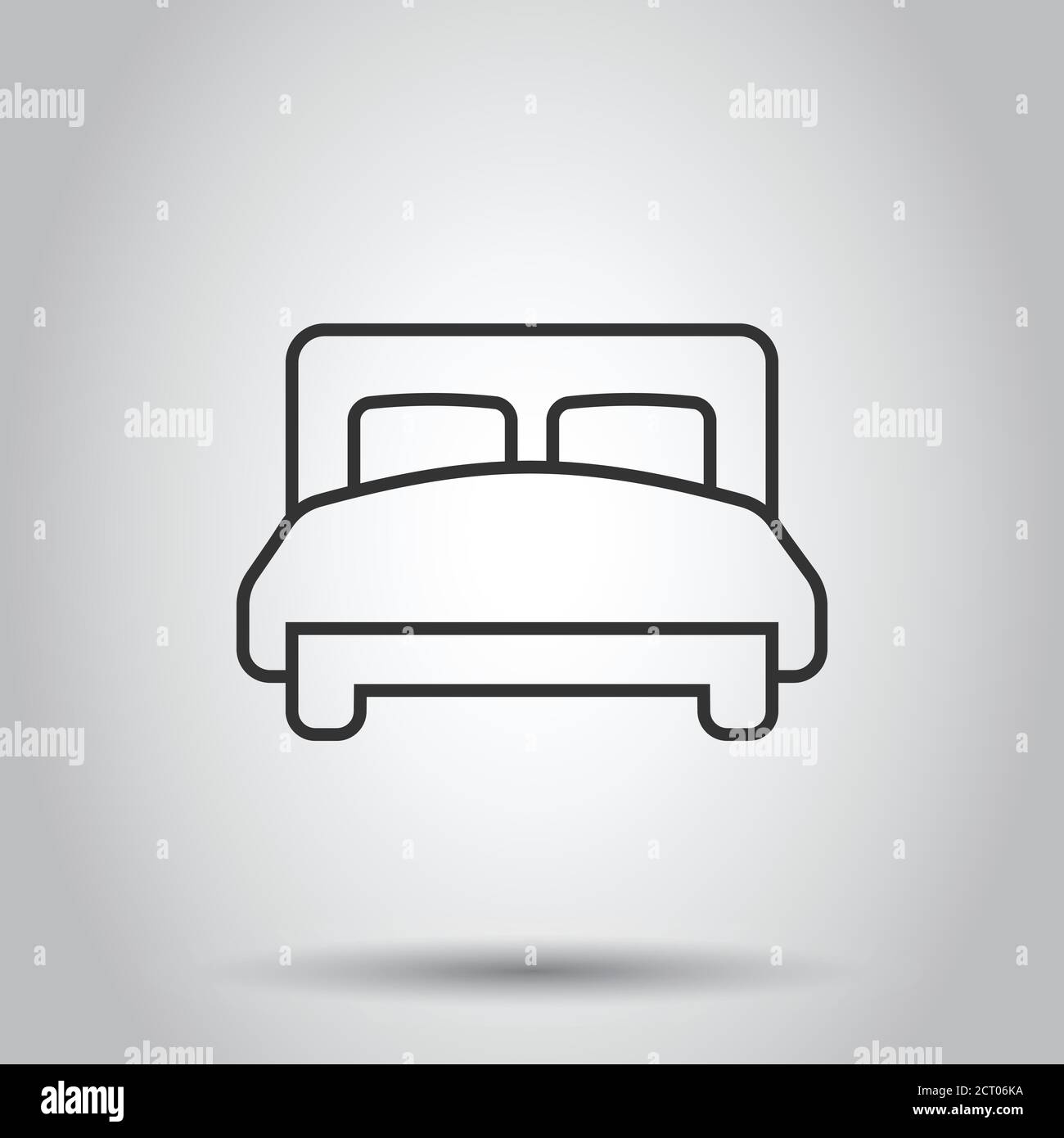 Bed icon in flat style. Bedroom sign vector illustration on white ...