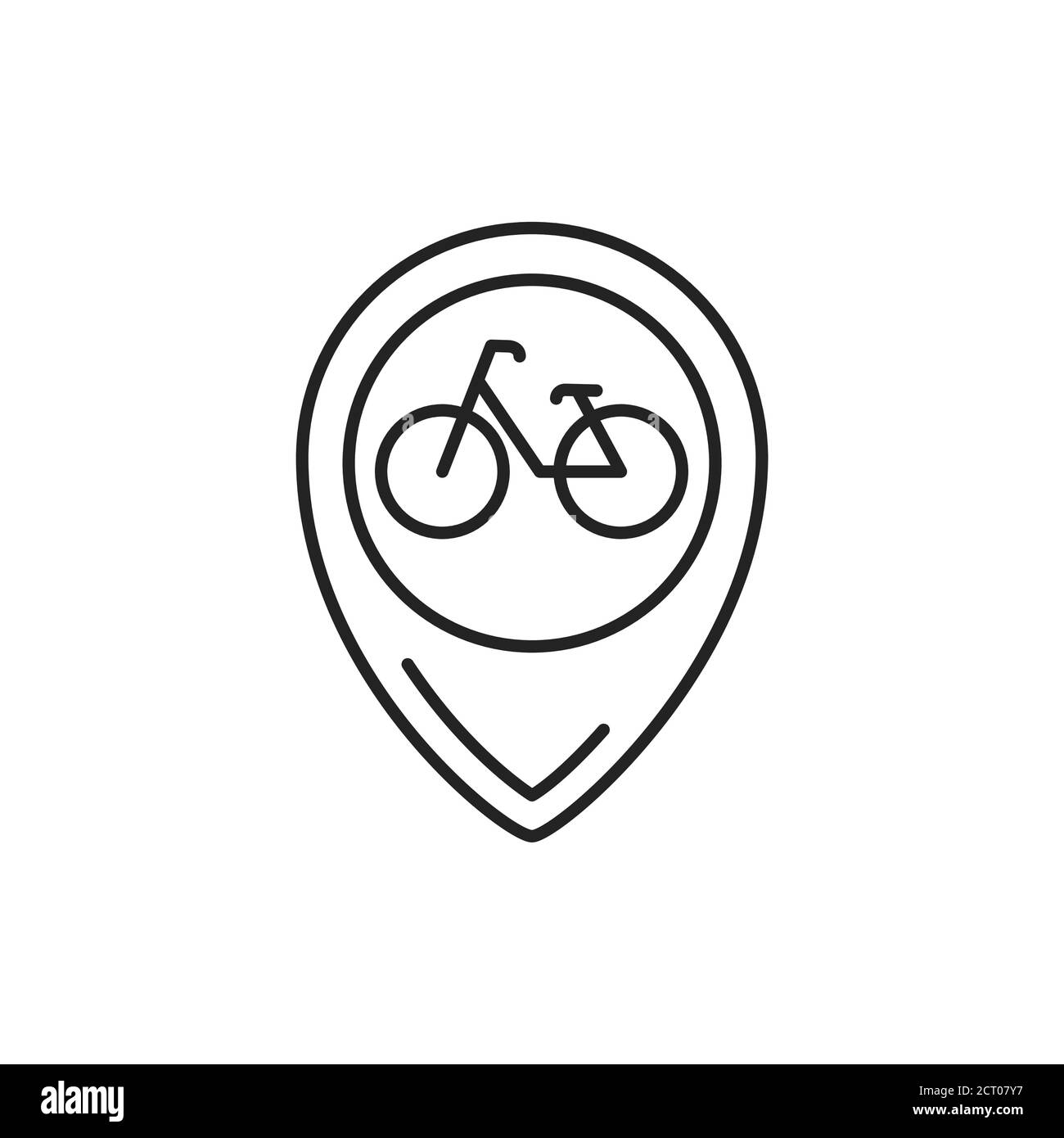 Location bicycle black line icon. City transport rental. Sharing ...