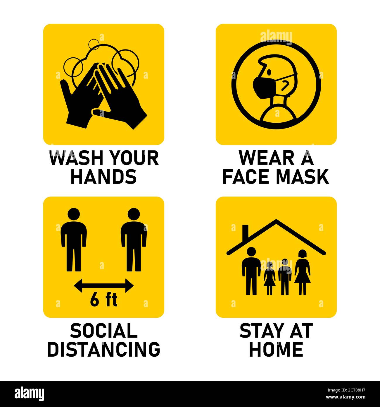 Simple Set Coronavirus Measure Signs, including Wash Your Hands, Wear a ...