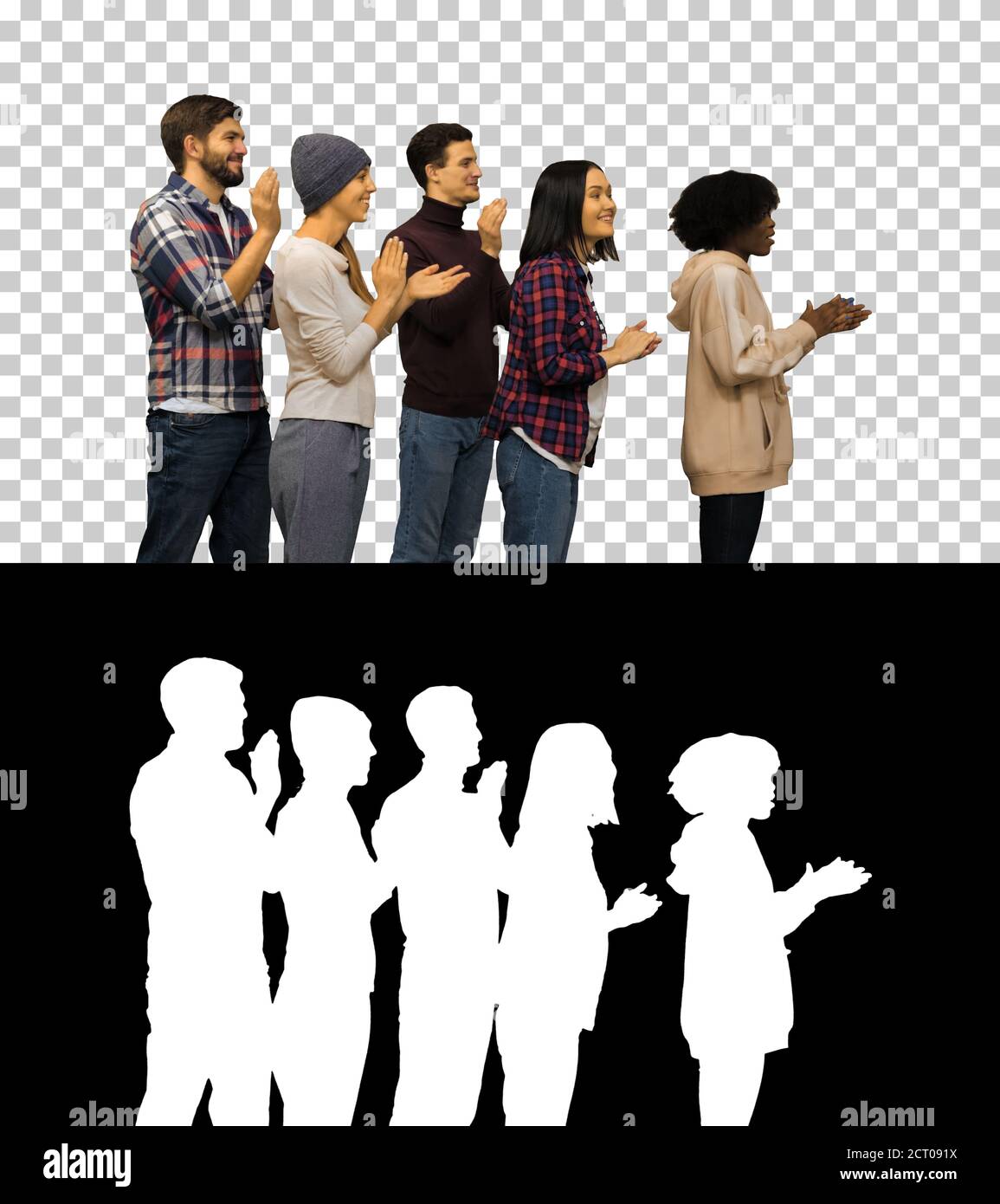 Happy young people clapping hands, Alpha Channel Stock Photo - Alamy