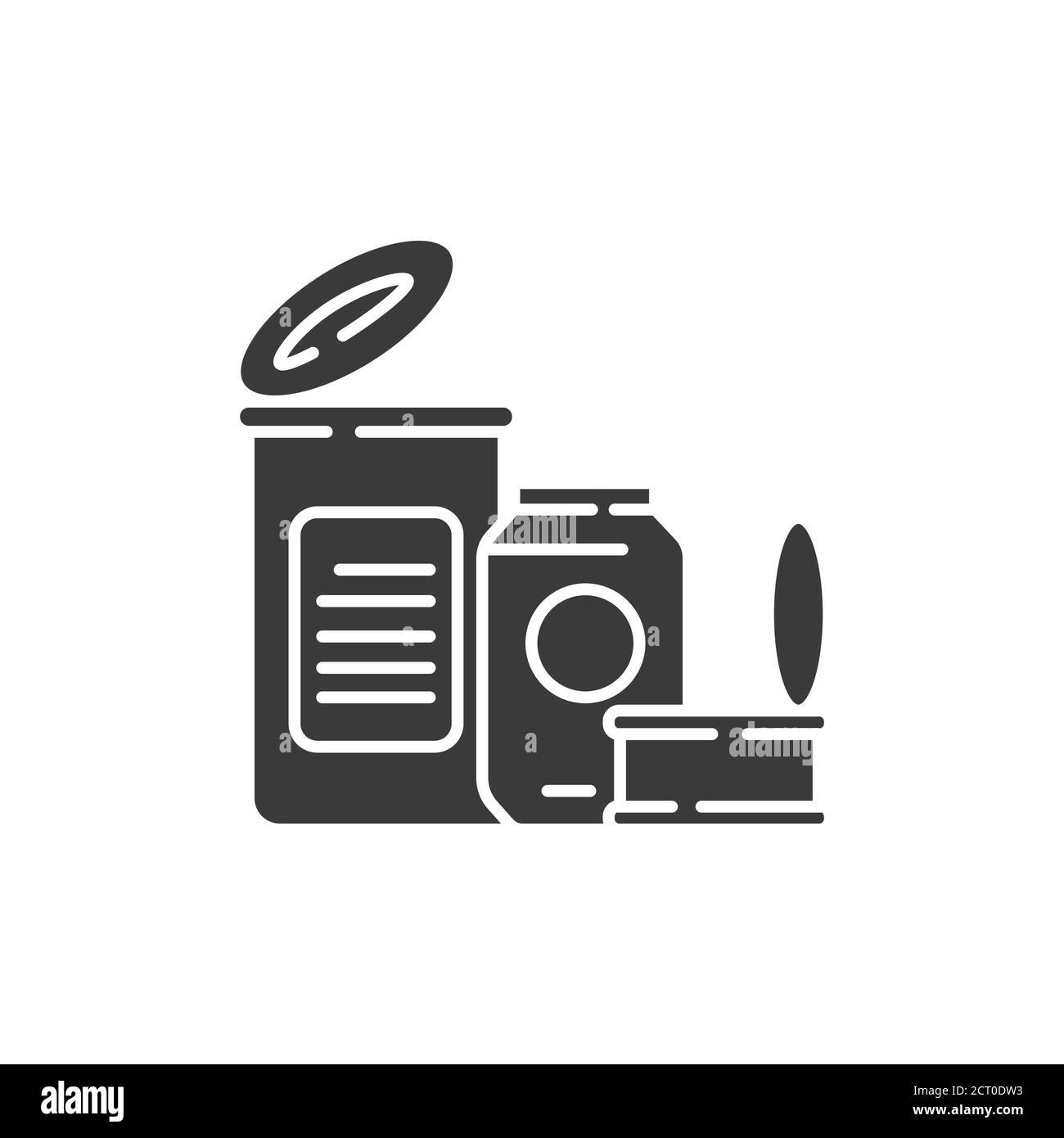 Tin cans recyclable metal black glyph icon. Waste recycling. Garbage ...