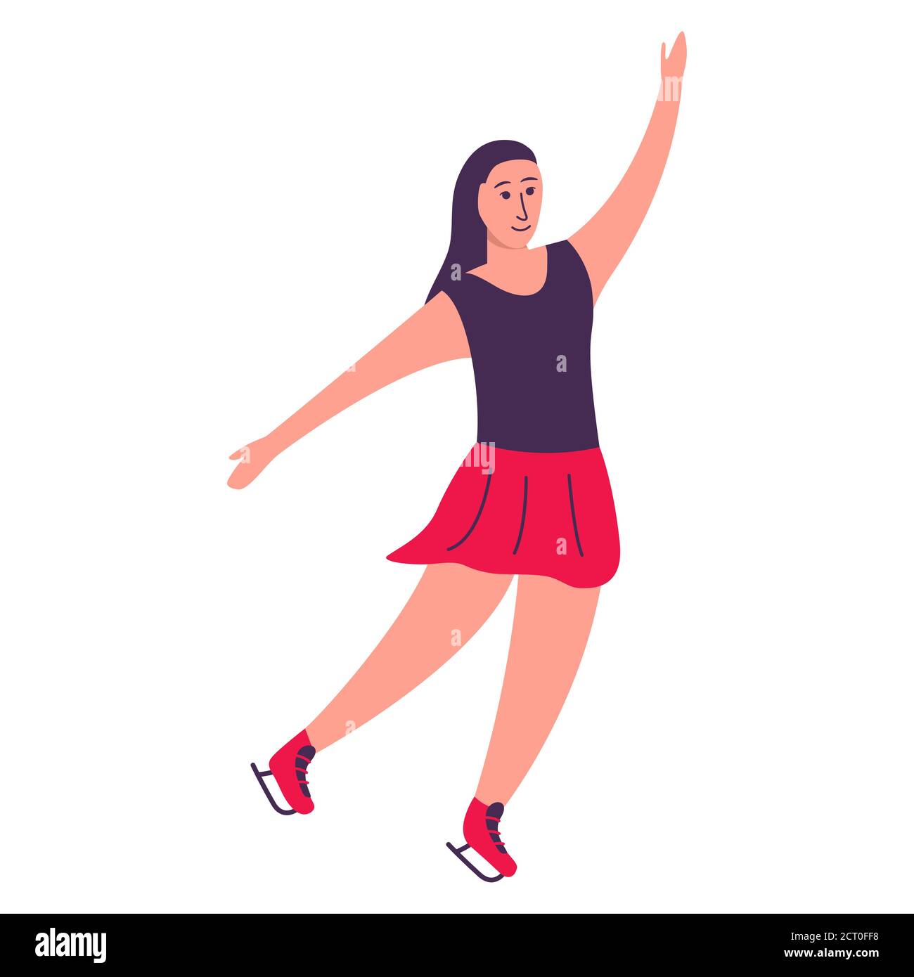 Young girl ice skating. Figure skating cartoon character vector Stock ...