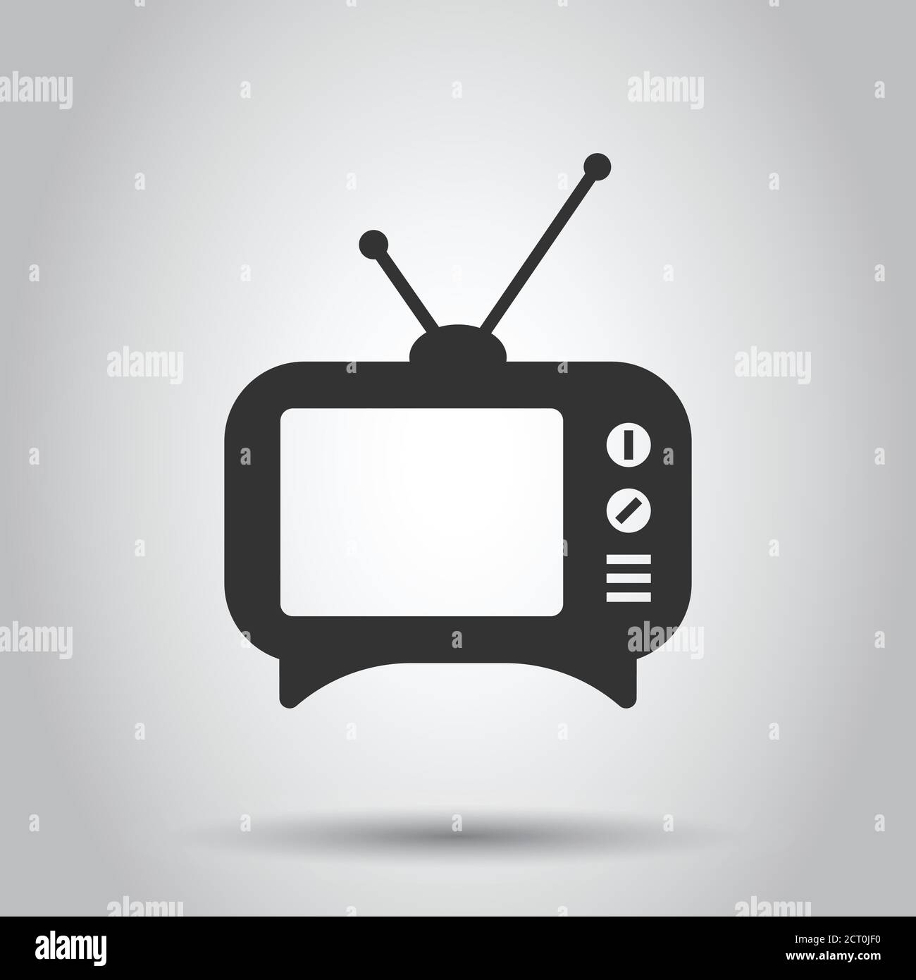 Tv icon in flat style. Television sign vector illustration on white ...