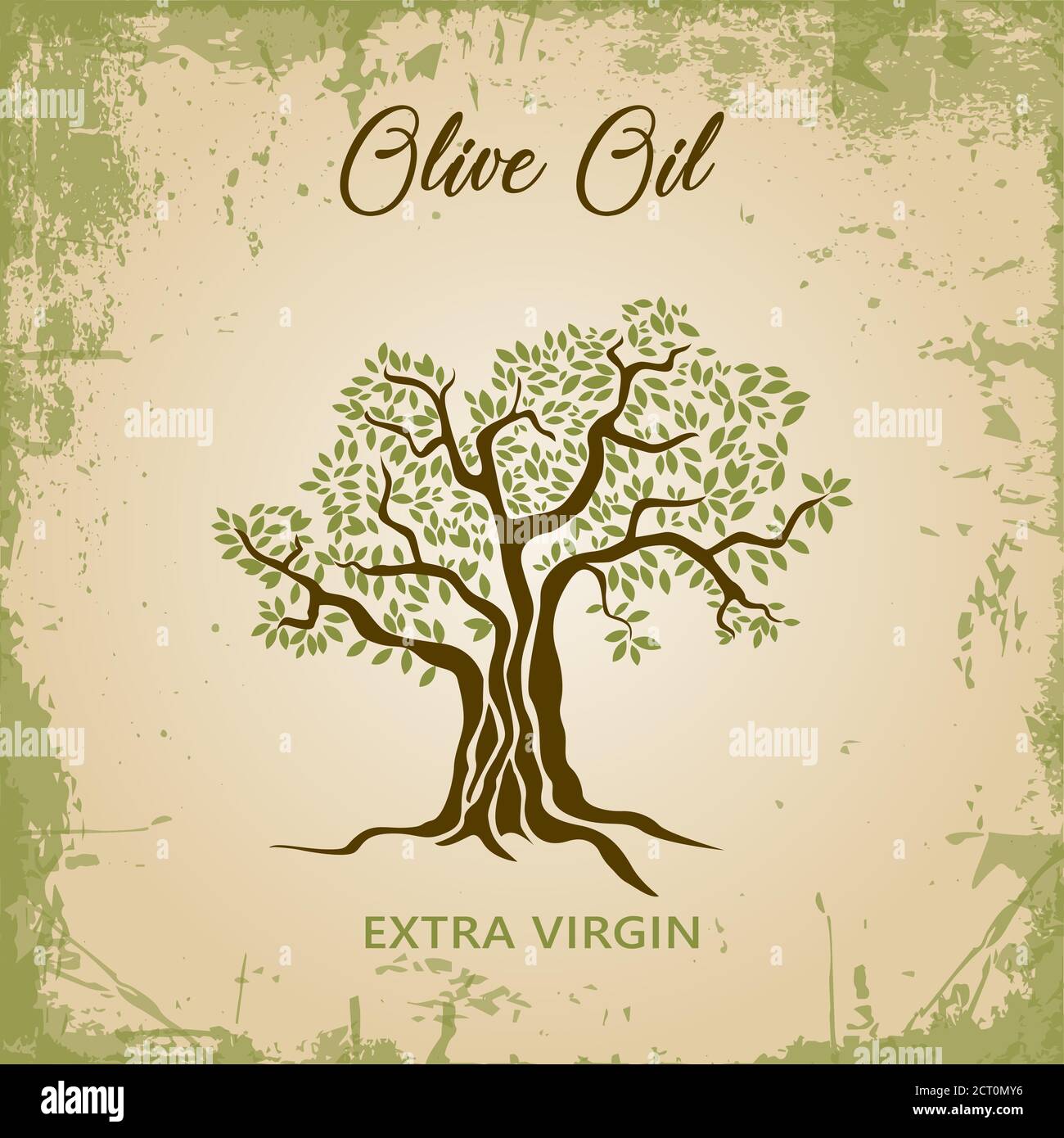 Beautiful magnificent olive tree silhouette on grunge background ...
