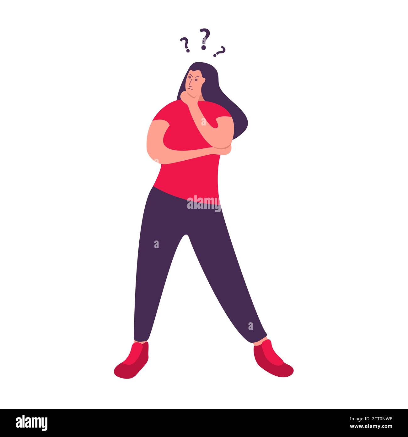 Thinking woman with question mark. Young girl thinking Stock Vector ...