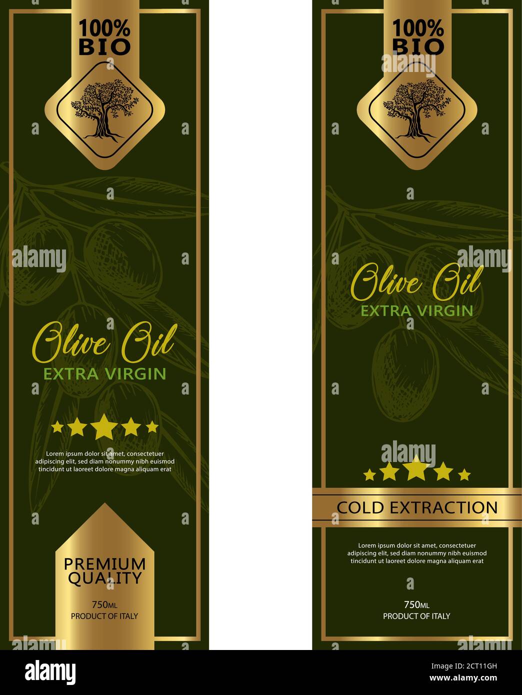 Olive oil labels collection. Hand drawn vector illustration templates ...