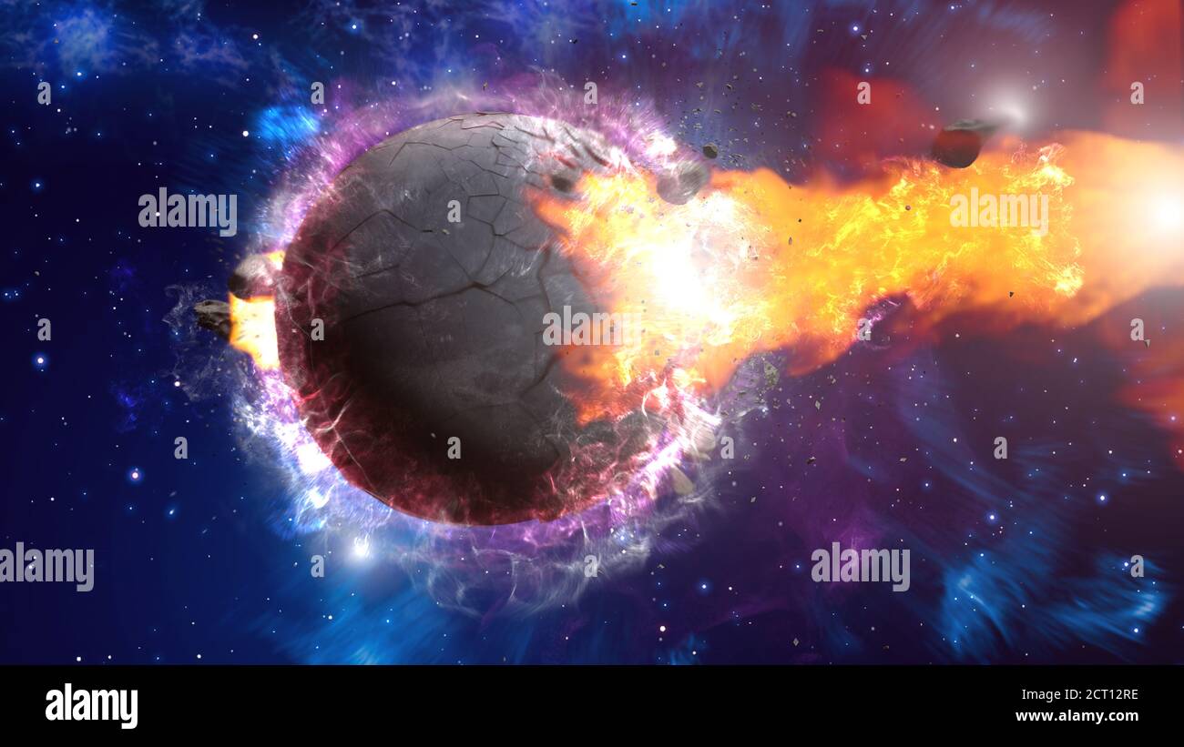 3d rendering. Meteorite crashing against planet earth Stock Photo - Alamy