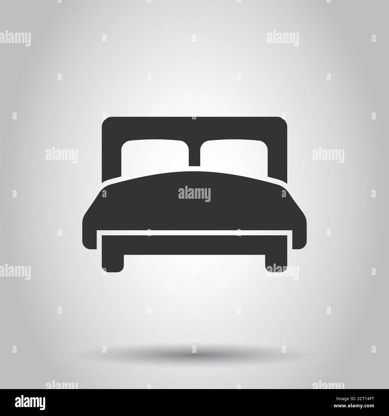 Bed icon in flat style. Bedroom sign vector illustration on white ...