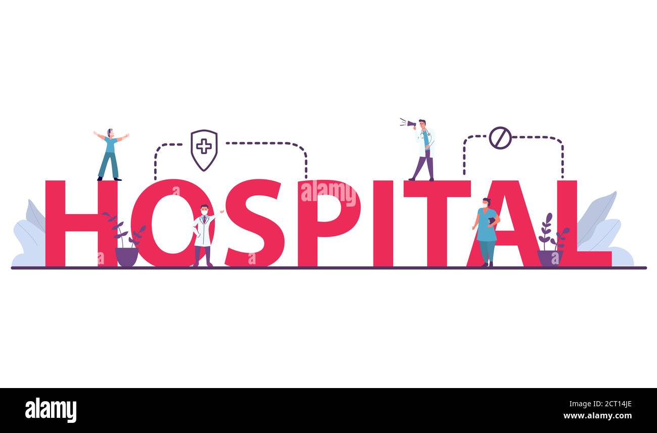 The hospital word. Male and female doctors and nurses medical staff ...